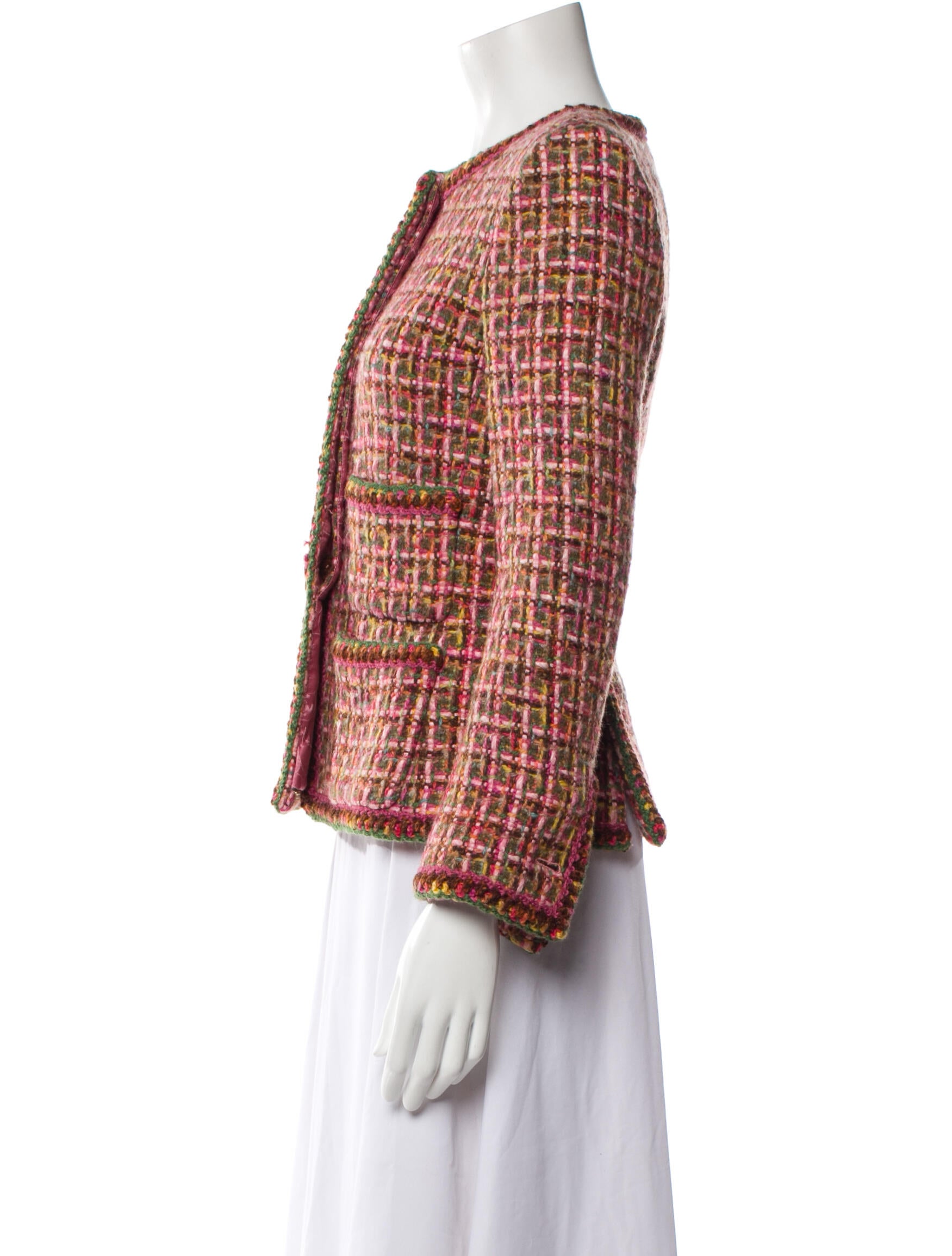 Chanel 2001 Tweed Pattern Evening Jacket - Pink Jackets, Clothing ...