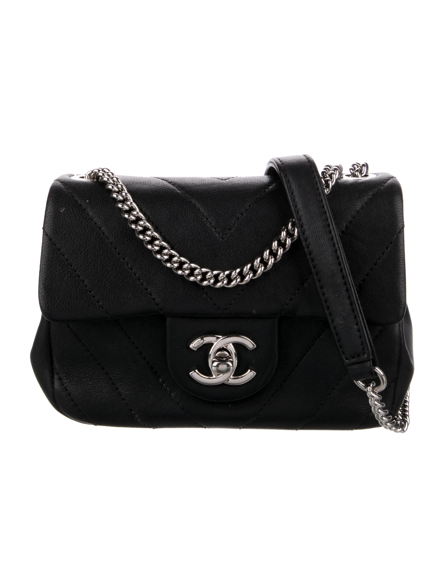 Chanel Mini Chevron Flap Bag - Black Crossbody Bags, Handbags ...