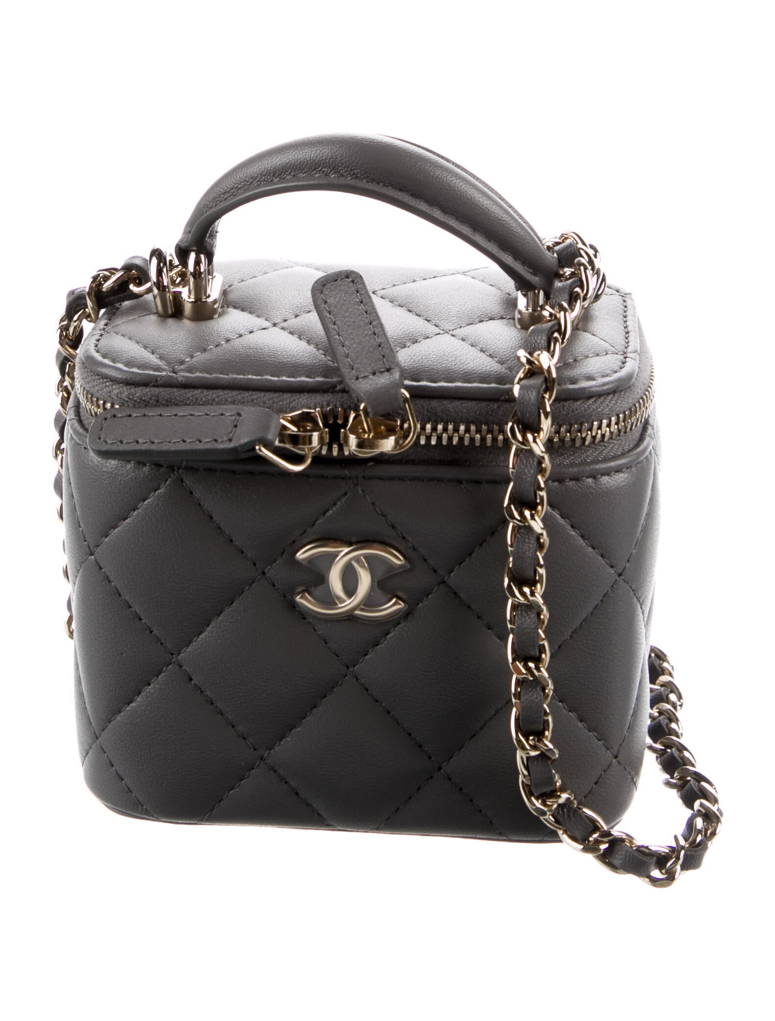 Chanel Quilted Satin Top Handle Bag - Burgundy Mini Bags, Handbags ...