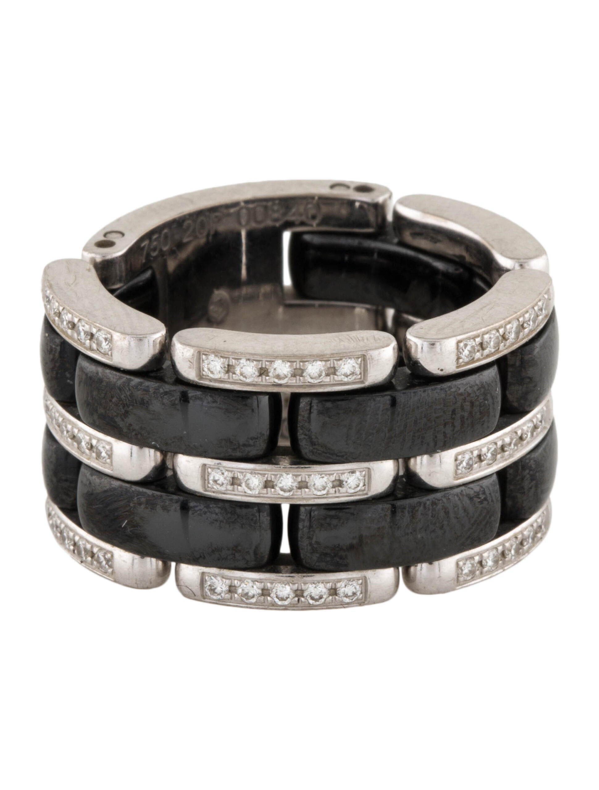 Chanel 18K Diamond & Ceramic Ultra Ring - Black, Rhodium-Plated 18K ...