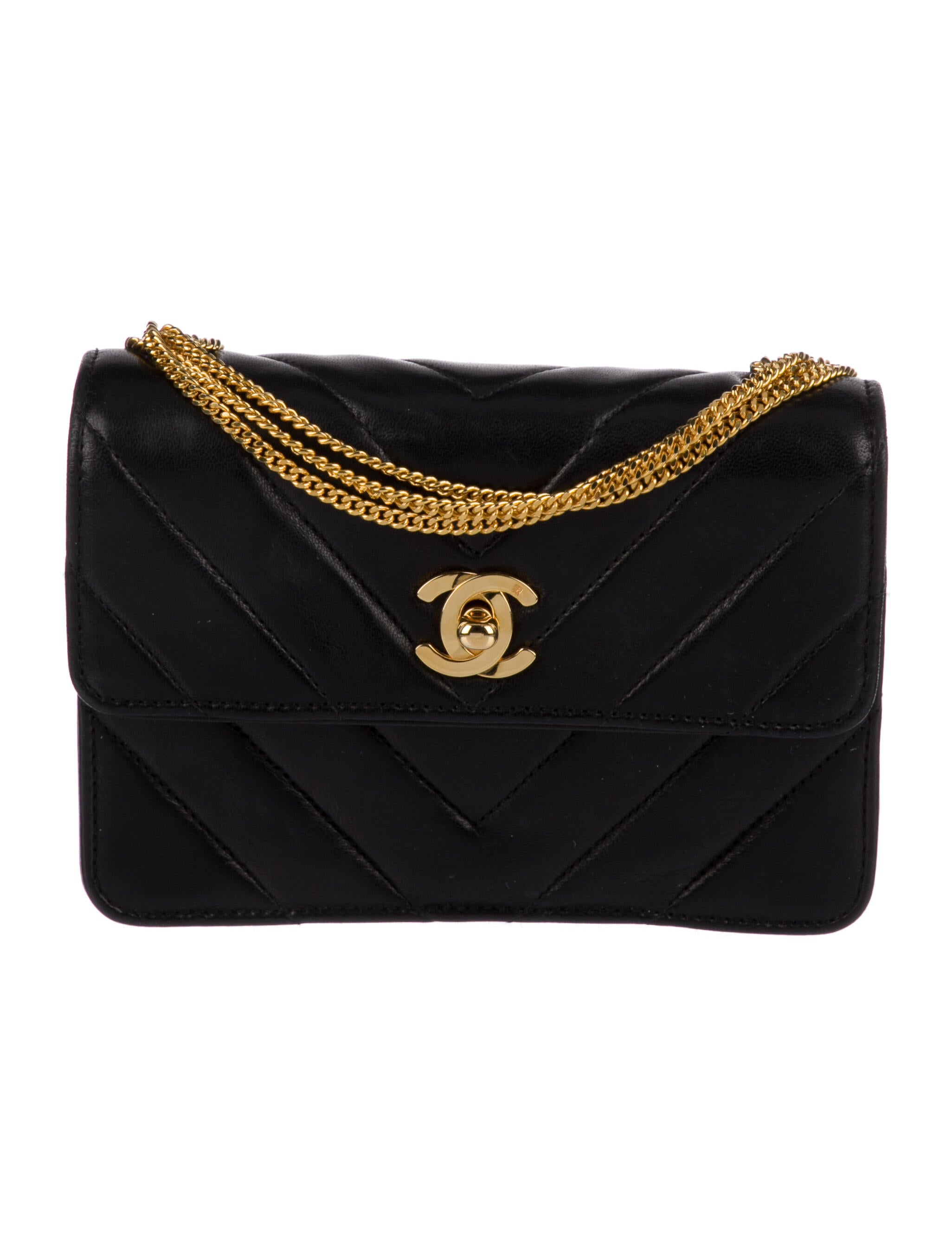 Chanel Chevron CC Chain Flap Bag - Black Crossbody Bags, Handbags ...