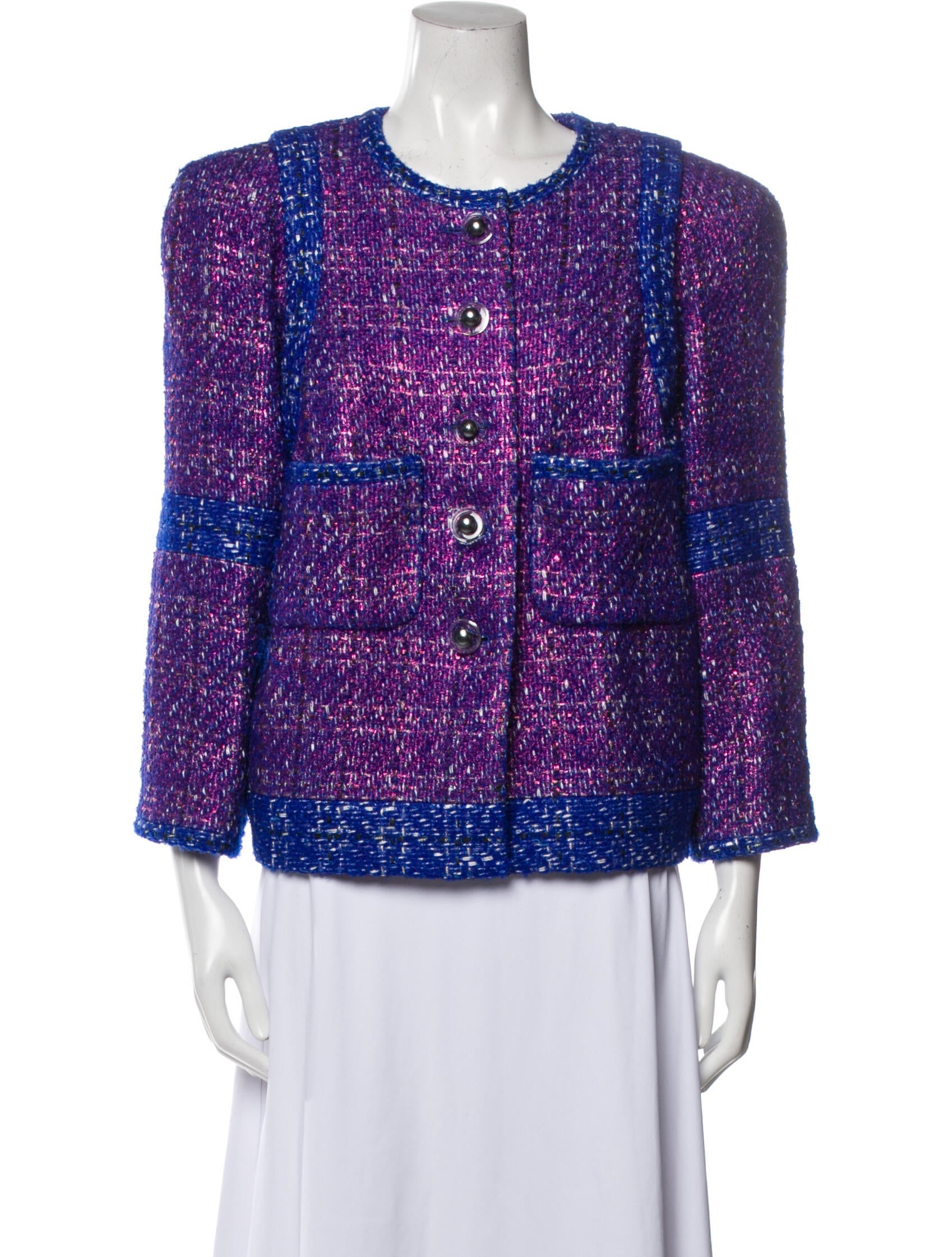 Chanel 2021 Tweed Pattern Blazer - Purple Jackets, Clothing - CHA888845 ...