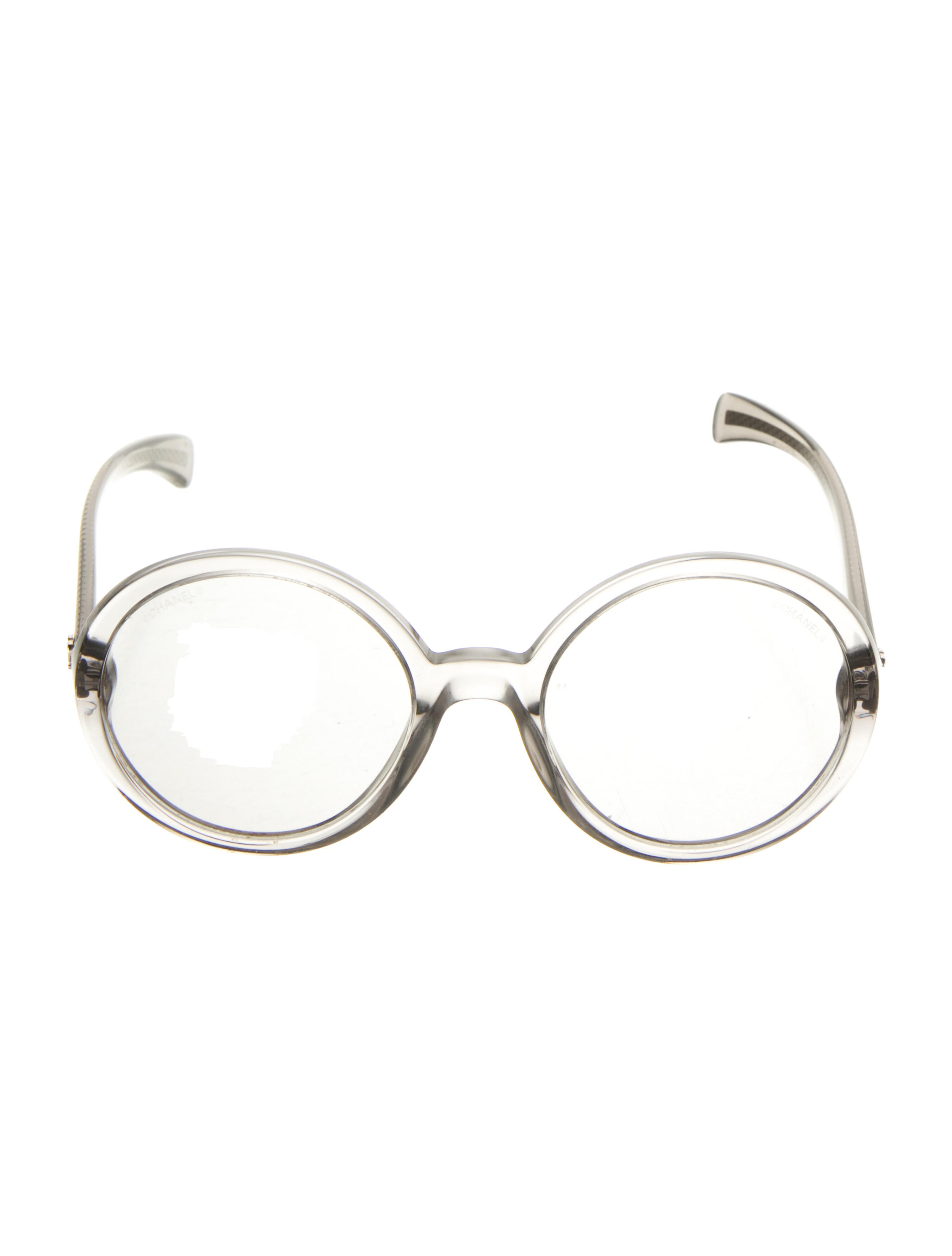 Chanel Interlocking CC Logo Round Sunglasses - Clear Sunglasses ...