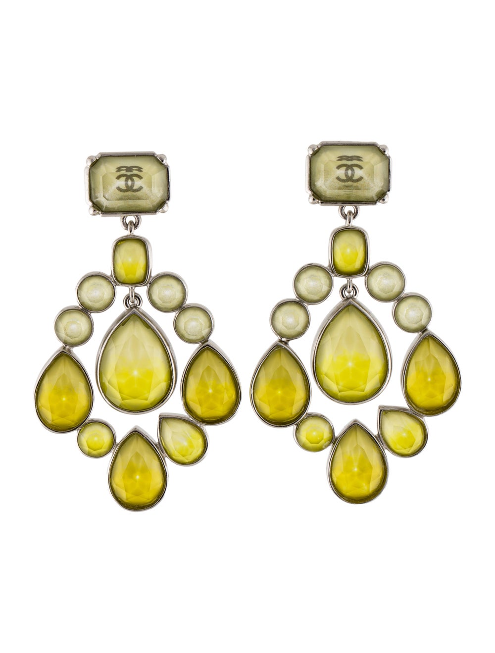 Chanel Resin & Strass Logo Chandelier Earrings - Gem