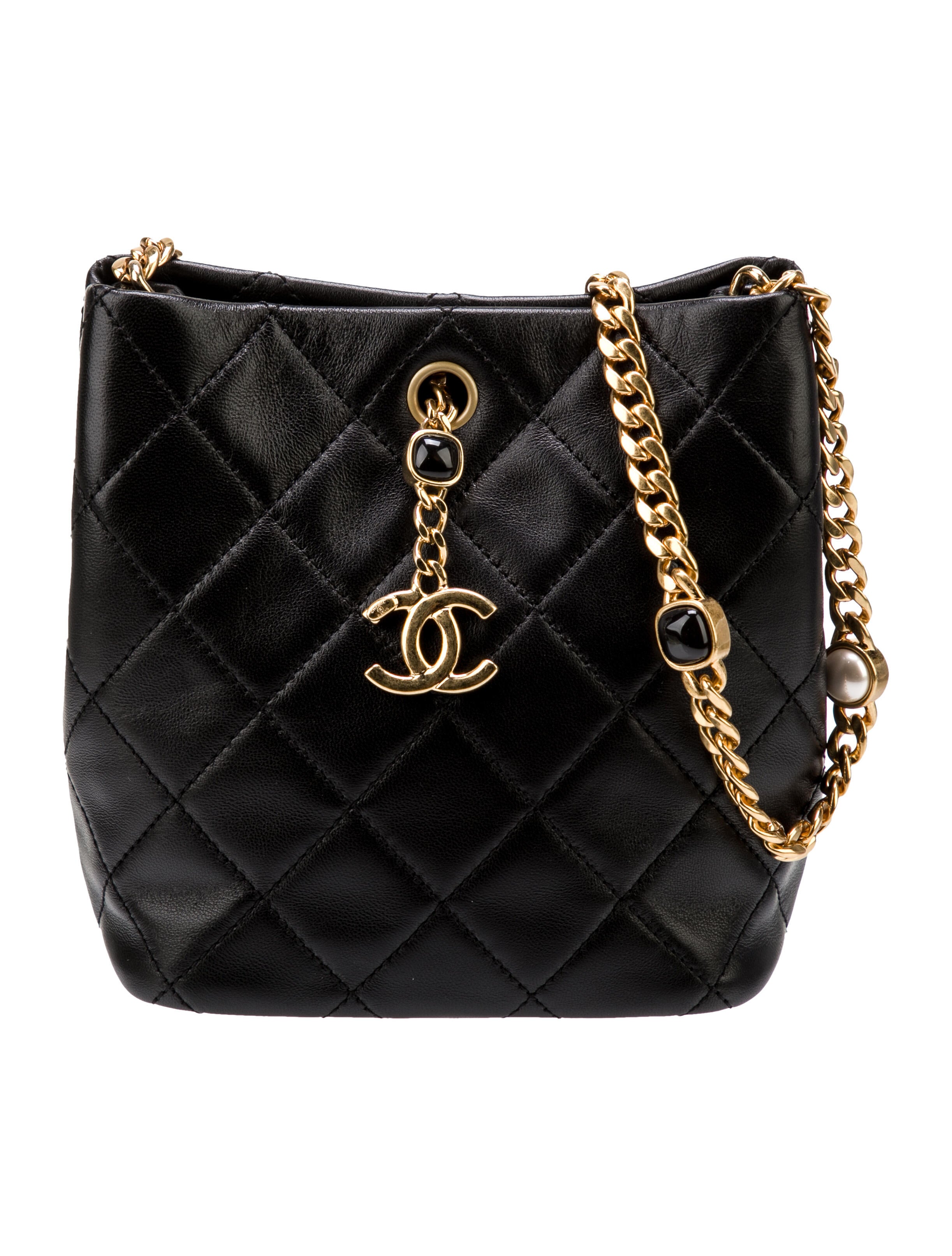 Chanel Surpique Drawstring Bucket Bag - Red Bucket Bags, Handbags ...