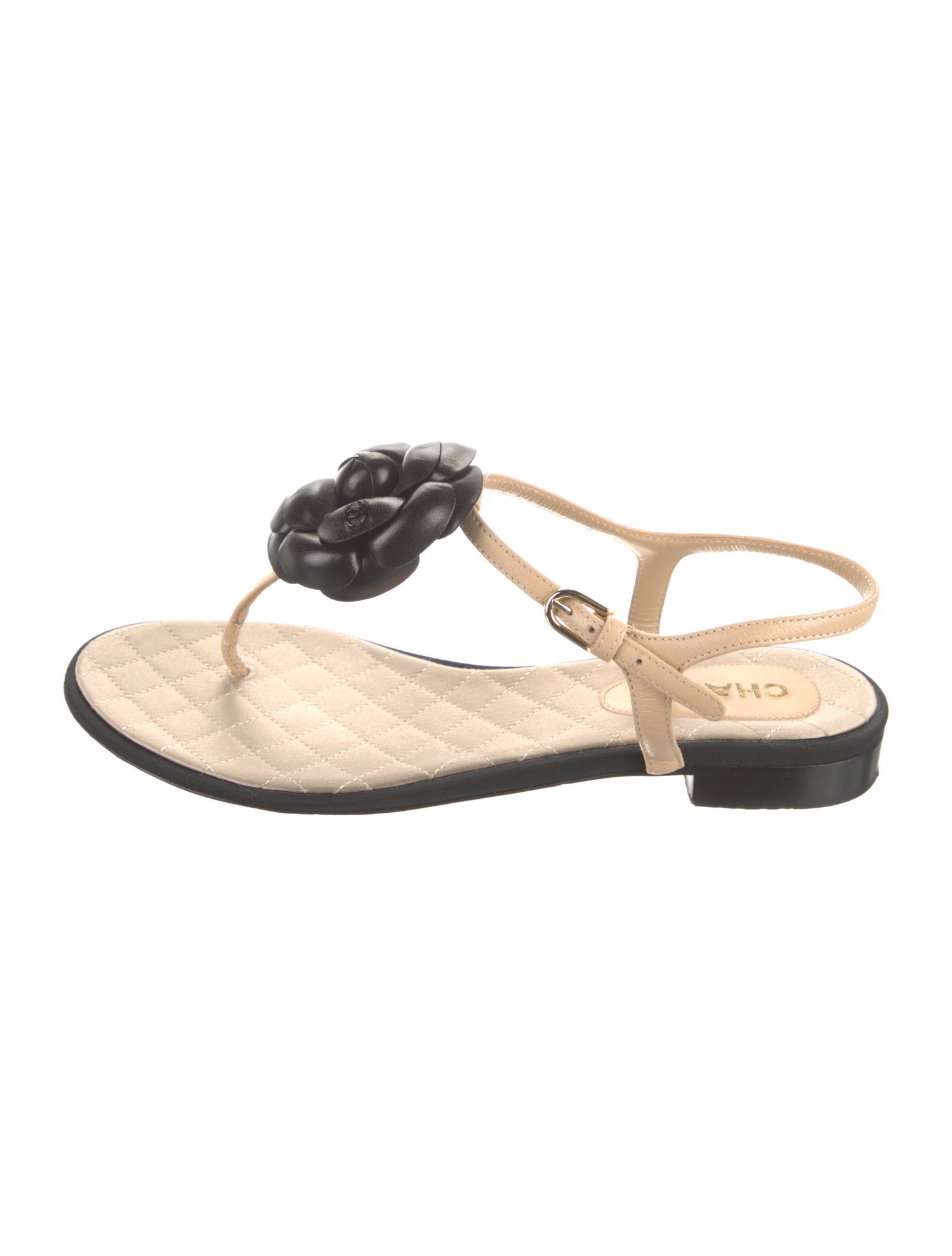 Chanel Interlocking CC Logo Leather Sandals - Neutrals Sandals, Shoes ...