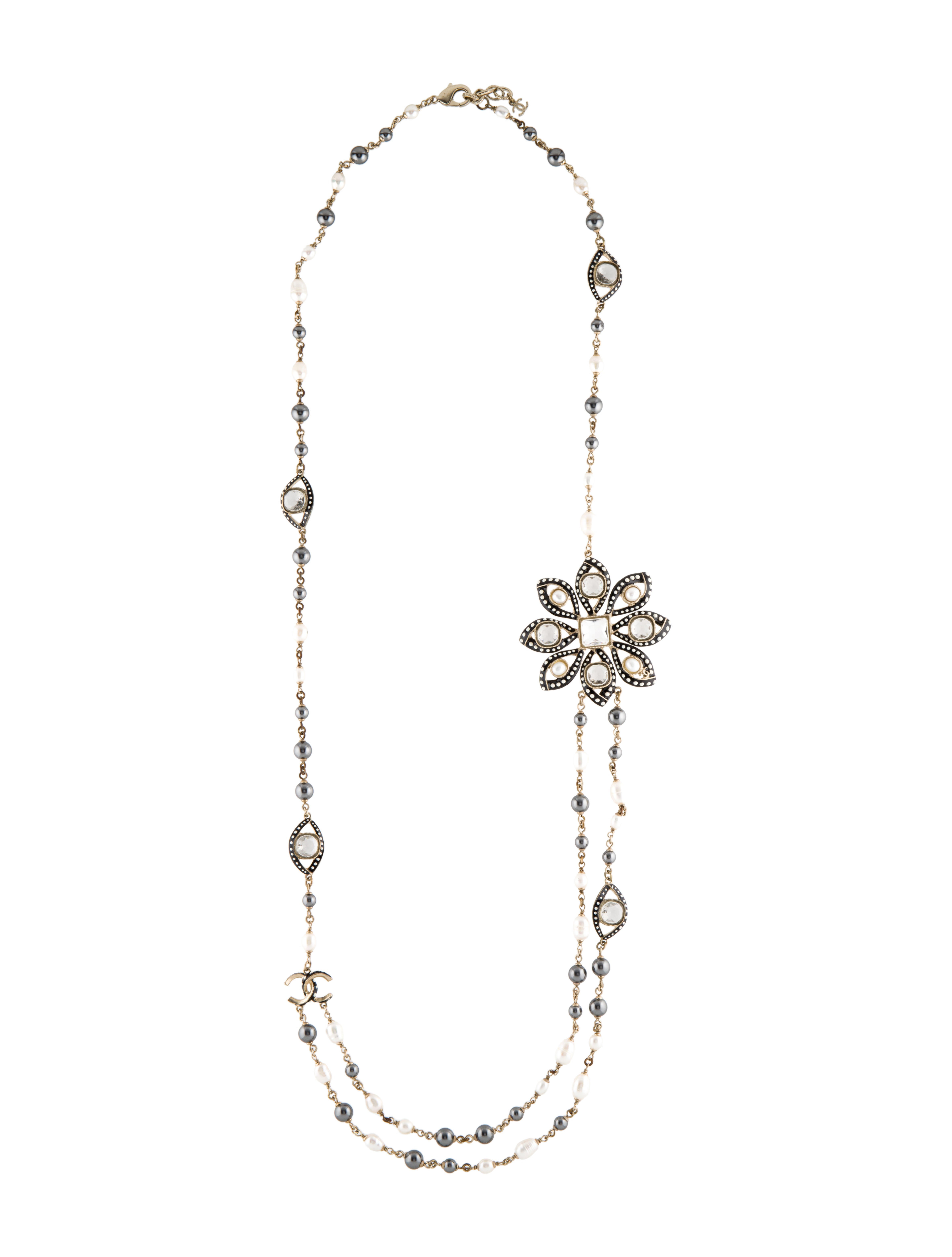 Chanel Faux Pearl & Enamel CC Bead Strand Necklace - Gold-Plated Bead ...