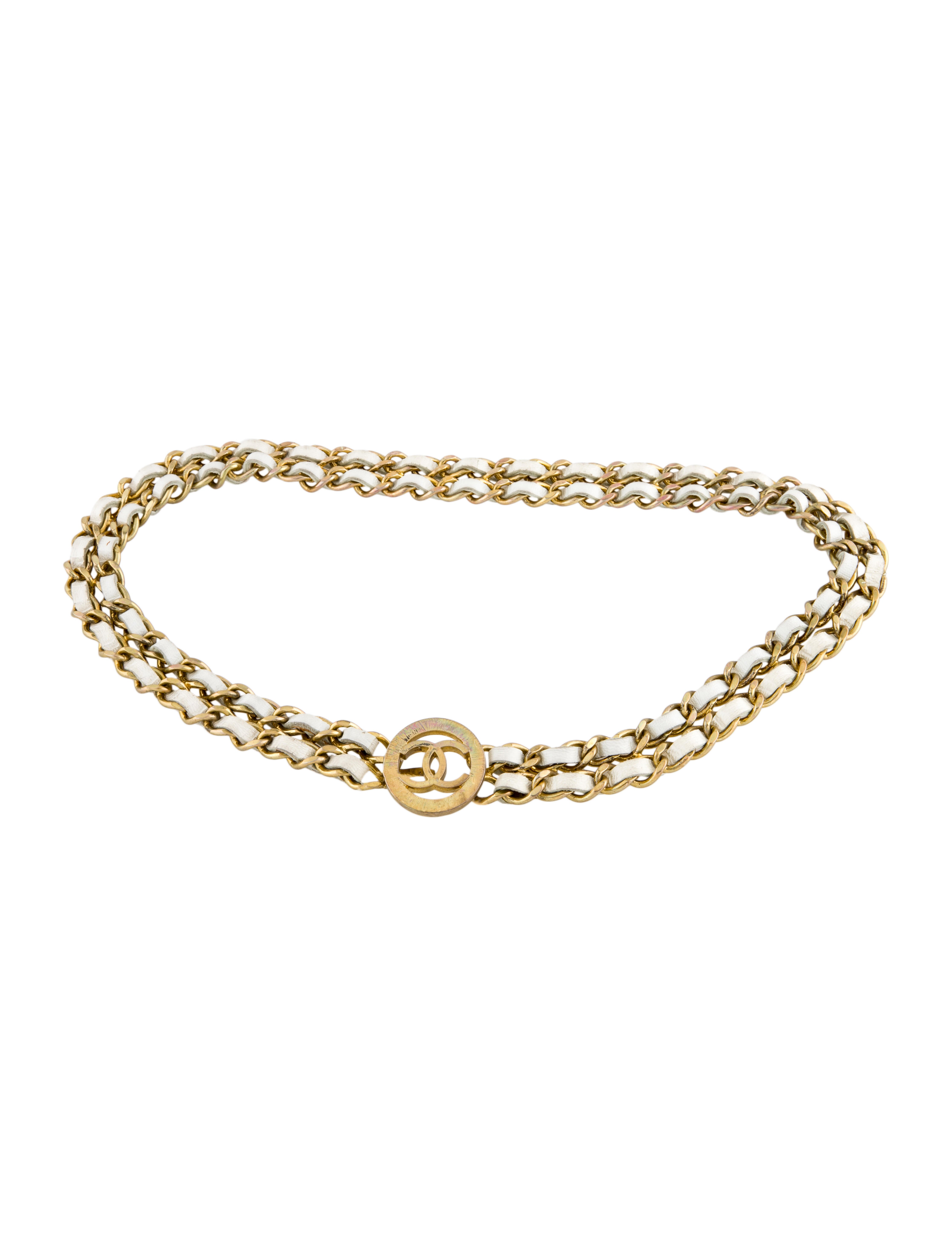 Chanel Vintage Interlocking CC Logo Chain-Link Belt - White Belts ...