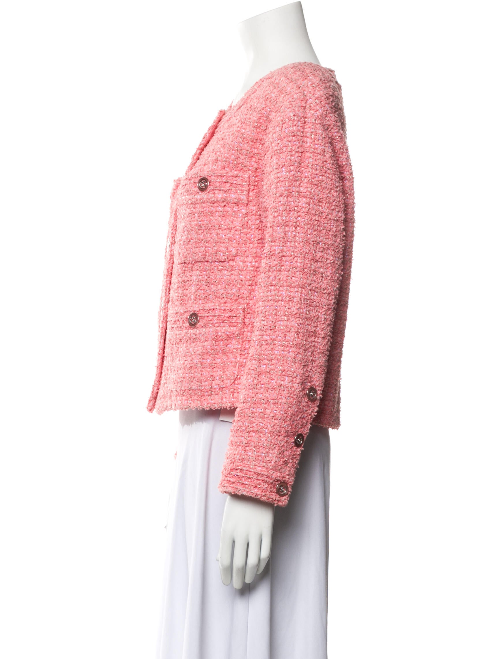 Chanel 2020 Tweed Pattern Evening Jacket - Pink Jackets, Clothing ...