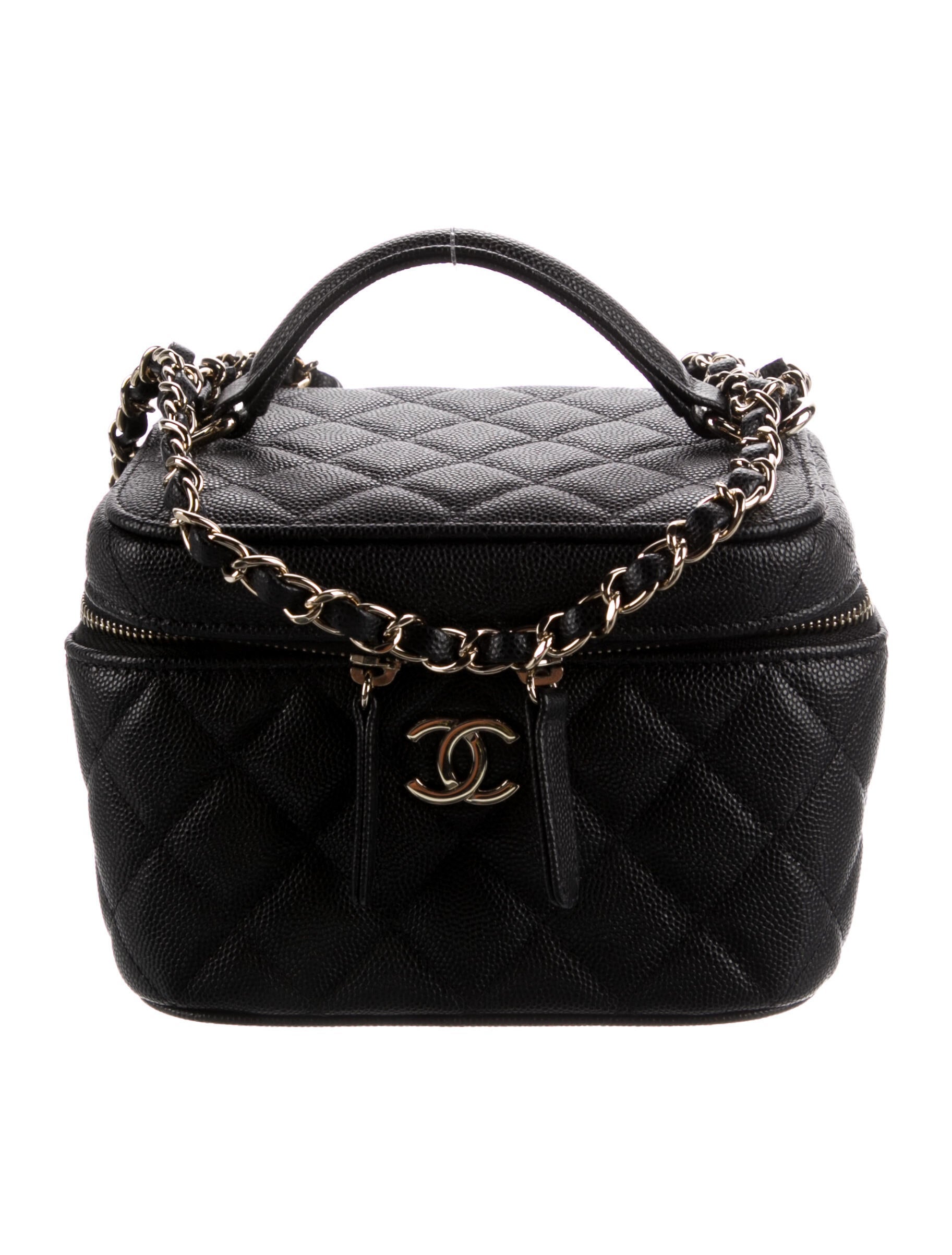 Chanel Handle With Care Round Vanity Case - Black Mini Bags, Handbags ...