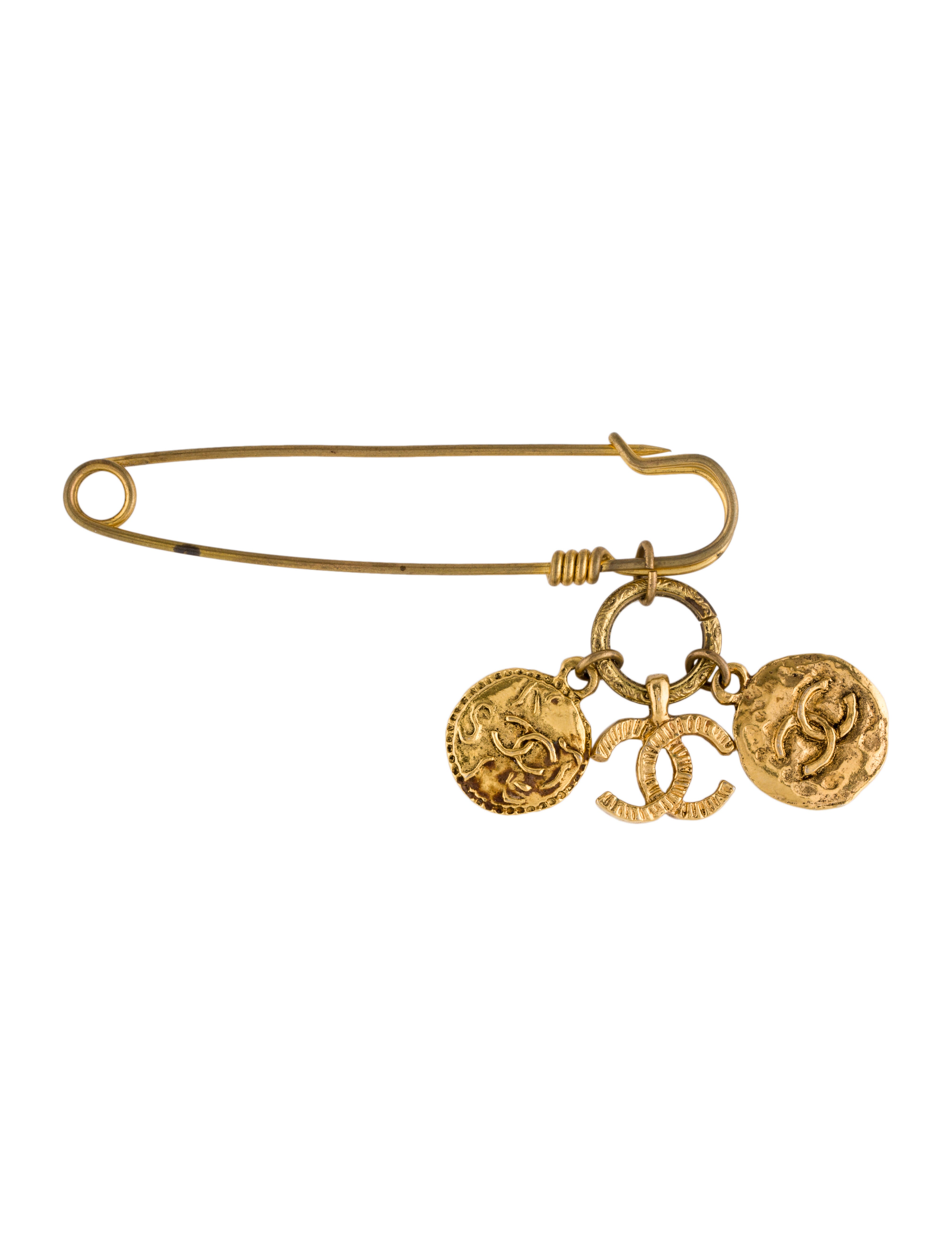 Chanel Vintage CC Safety Pin Brooch - Gold-Plated - CHA951599 | The ...