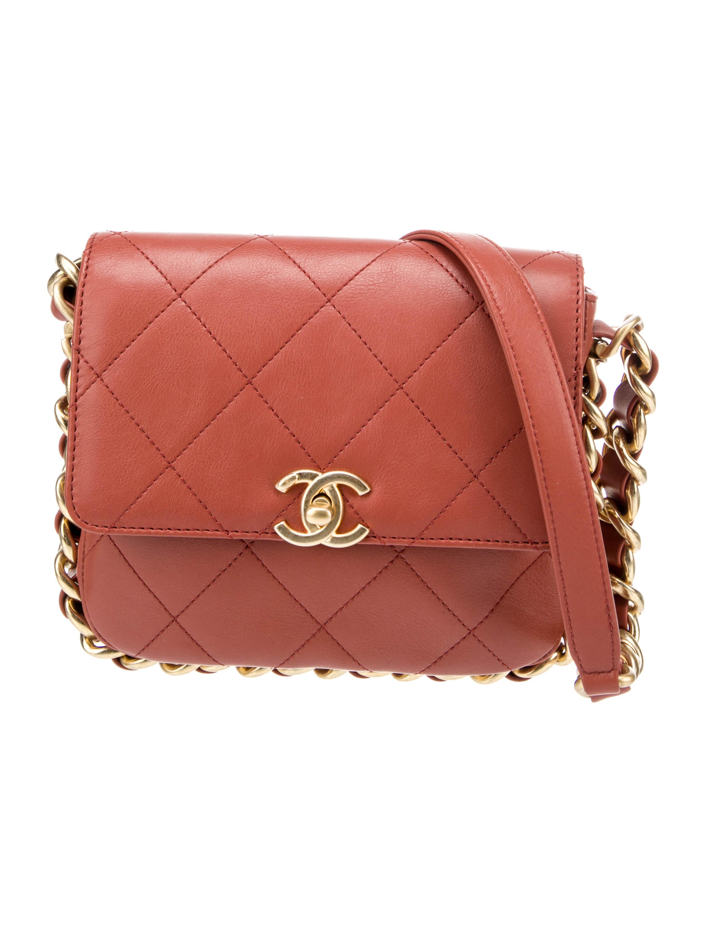 Chanel Small Framing Chain Flap Bag w/Tags - Brown Shoulder Bags ...