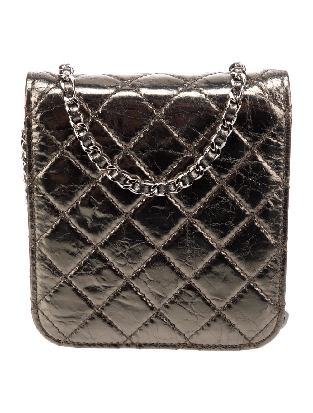 Chanel Metallic Clams Wallet On Chain - Grey Crossbody Bags, Handbags ...