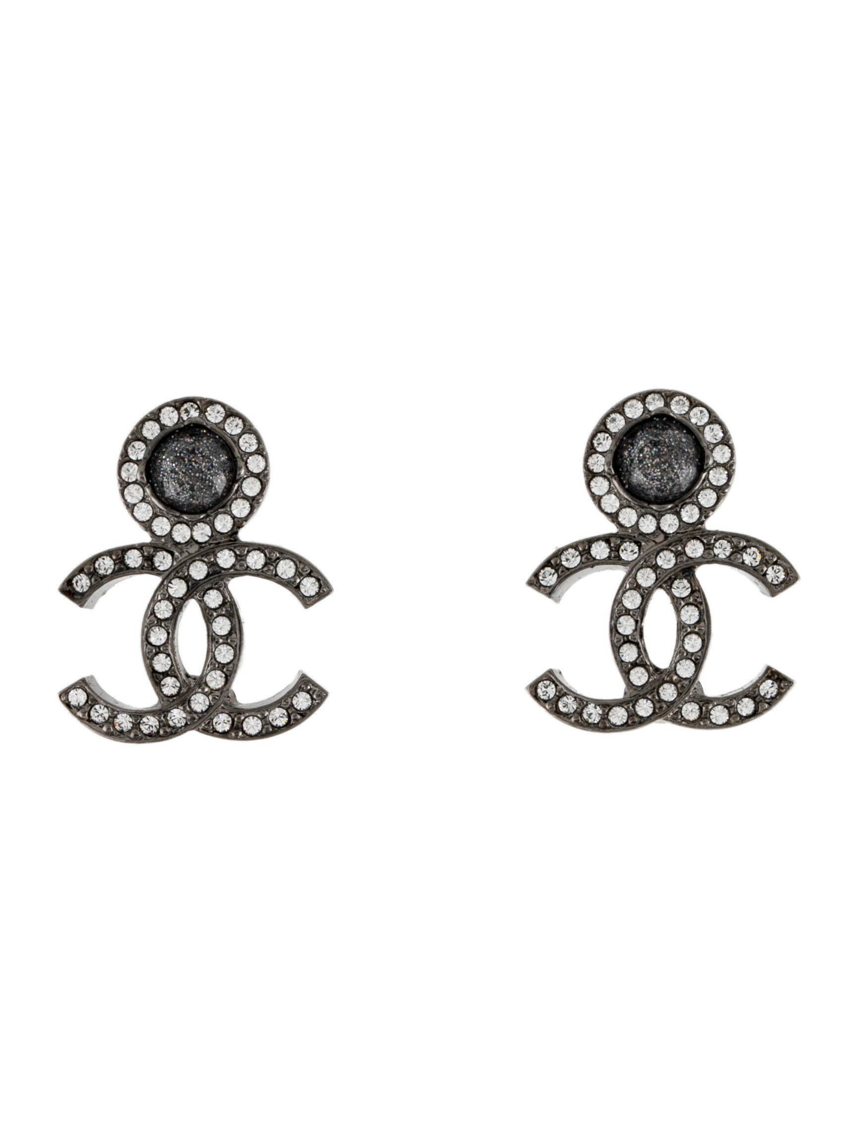 Chanel 2023 Strass Drop Earrings - Ruthenium-Plated Drop, Earrings ...