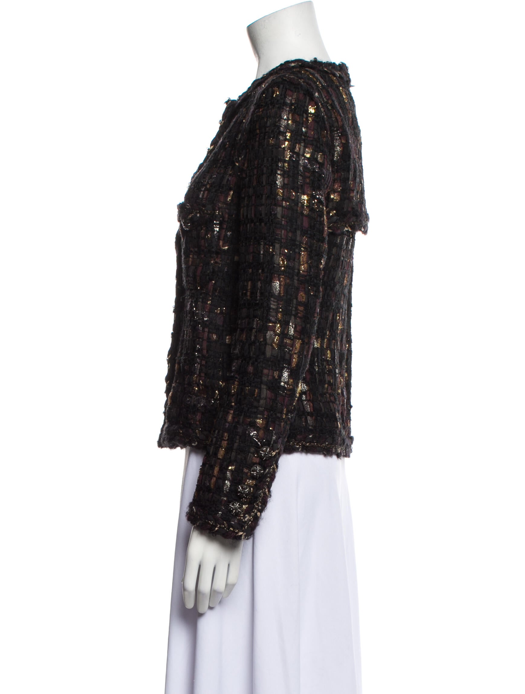 Chanel 2021 Tweed Pattern Evening Jacket - Black Jackets, Clothing ...