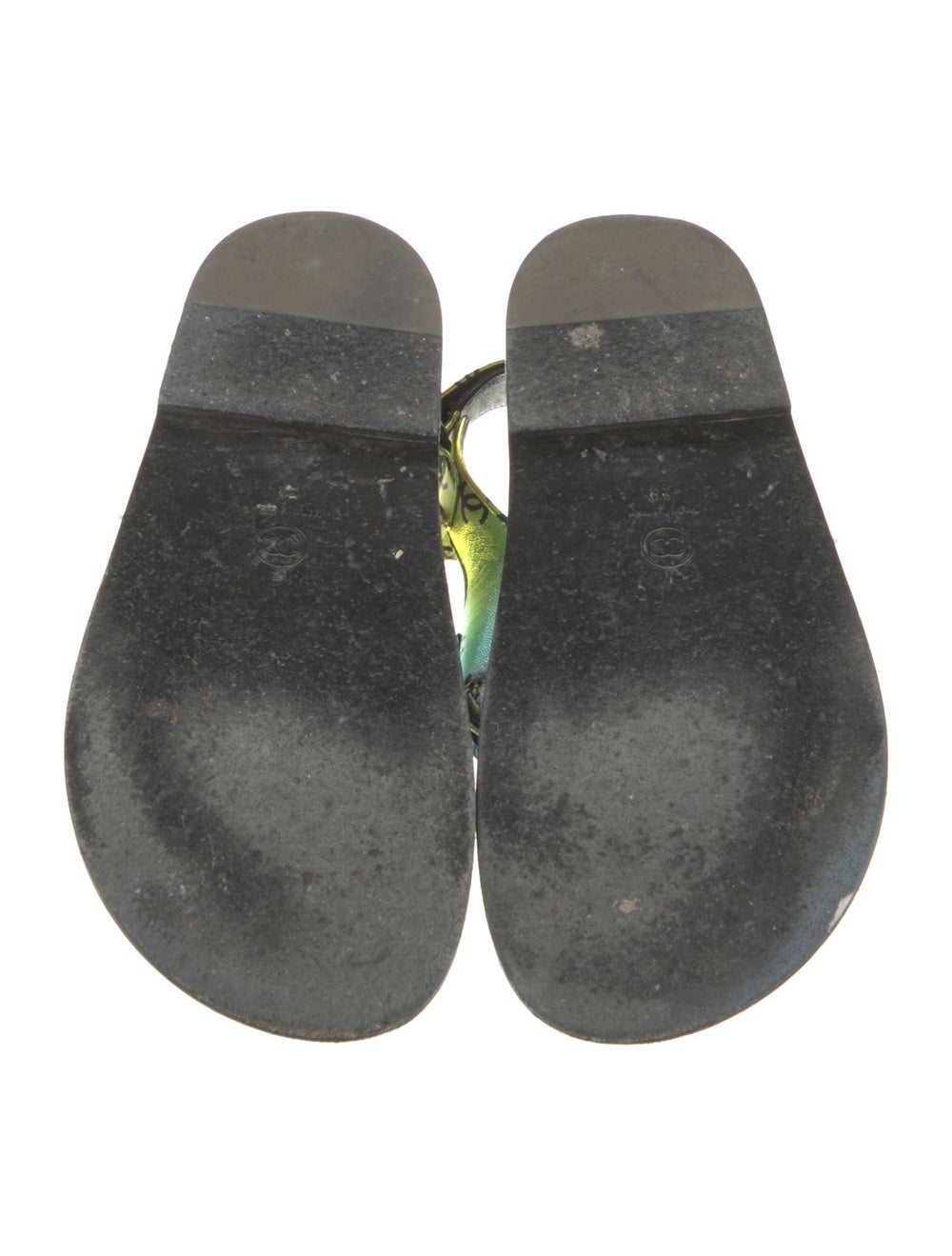 Chanel Interlocking CC Logo Leather Sandals - Gem