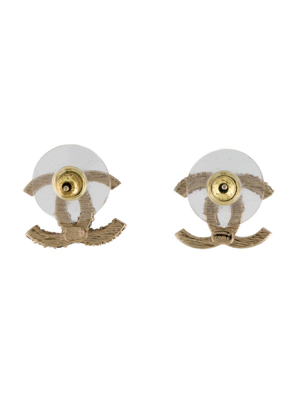 Chanel 2022 Half Strass CC Logo Stud Earrings - Gem