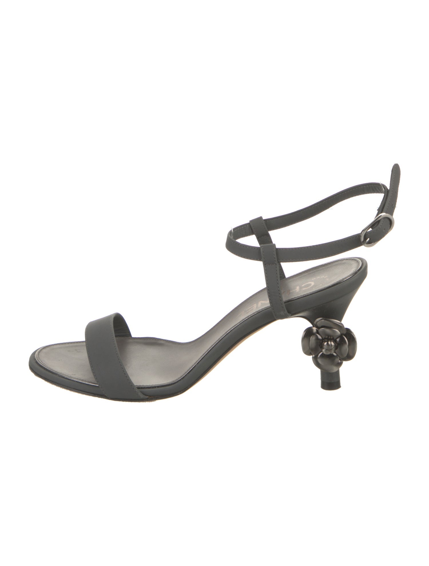 Chanel Interlocking CC Logo Leather Sandals - Grey Sandals, Shoes ...