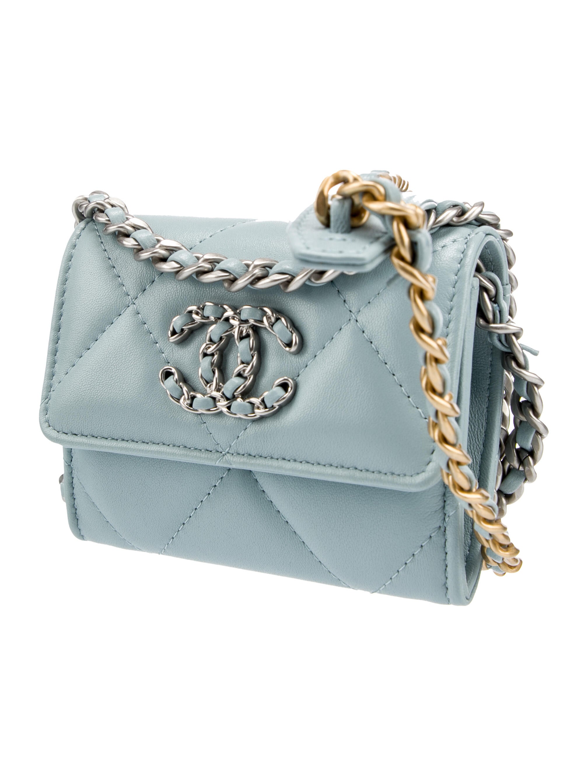 Chanel 19 Card Holder w/ Chain - Blue Mini Bags, Handbags - CHA962141 ...