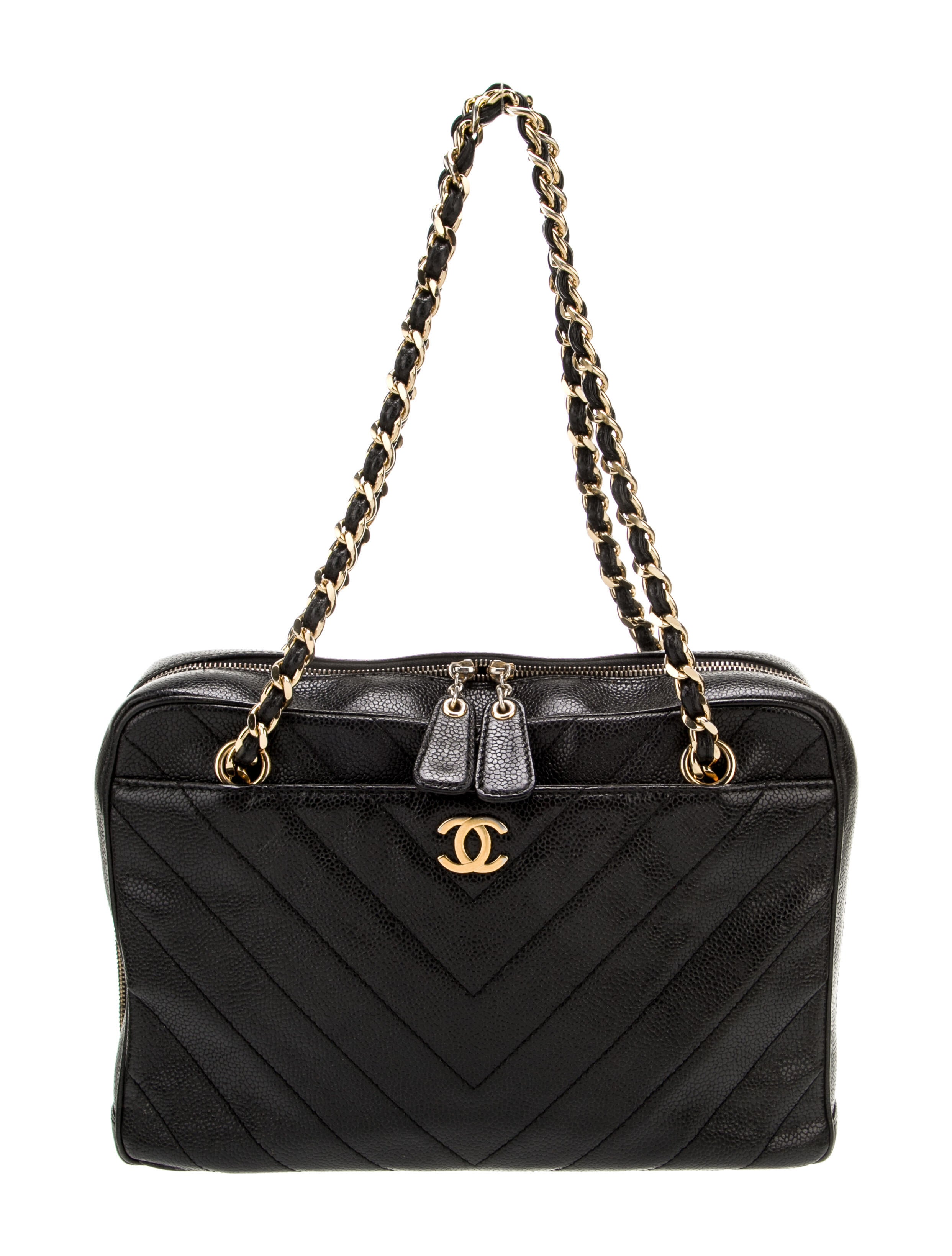 Chanel CC Chevron Shoulder Bag - Black Shoulder Bags, Handbags ...