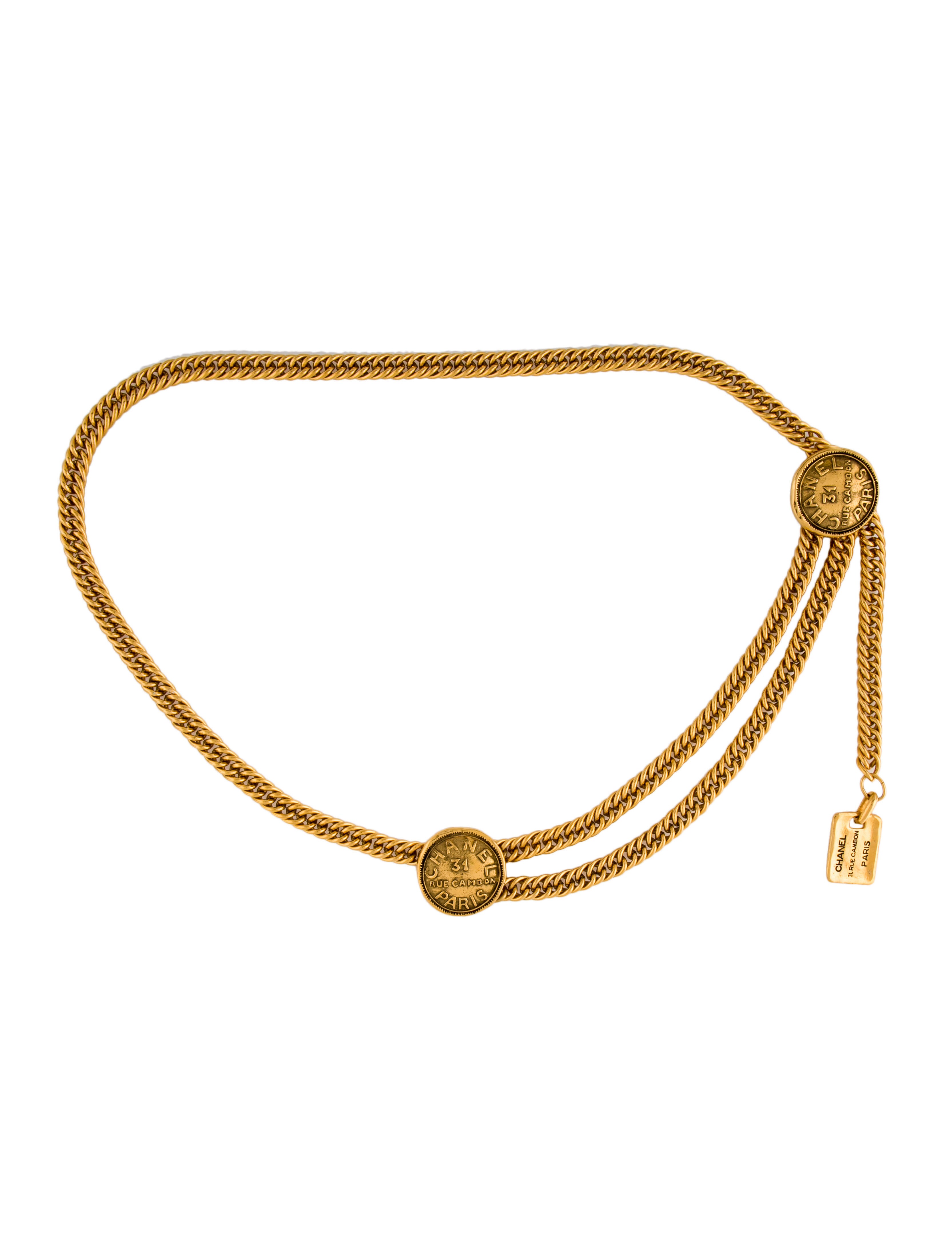 Chanel Vintage Interlocking CC Logo Chain-Link Belt - Gold Belts ...