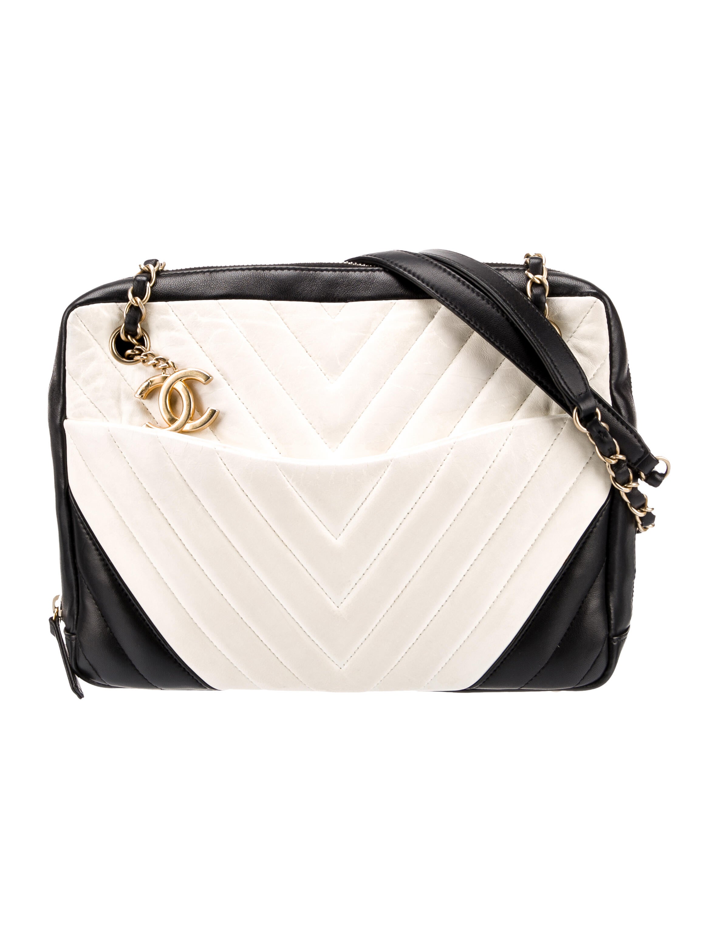 Chanel Chevron Camera Shoulder Bag - Black Shoulder Bags, Handbags ...