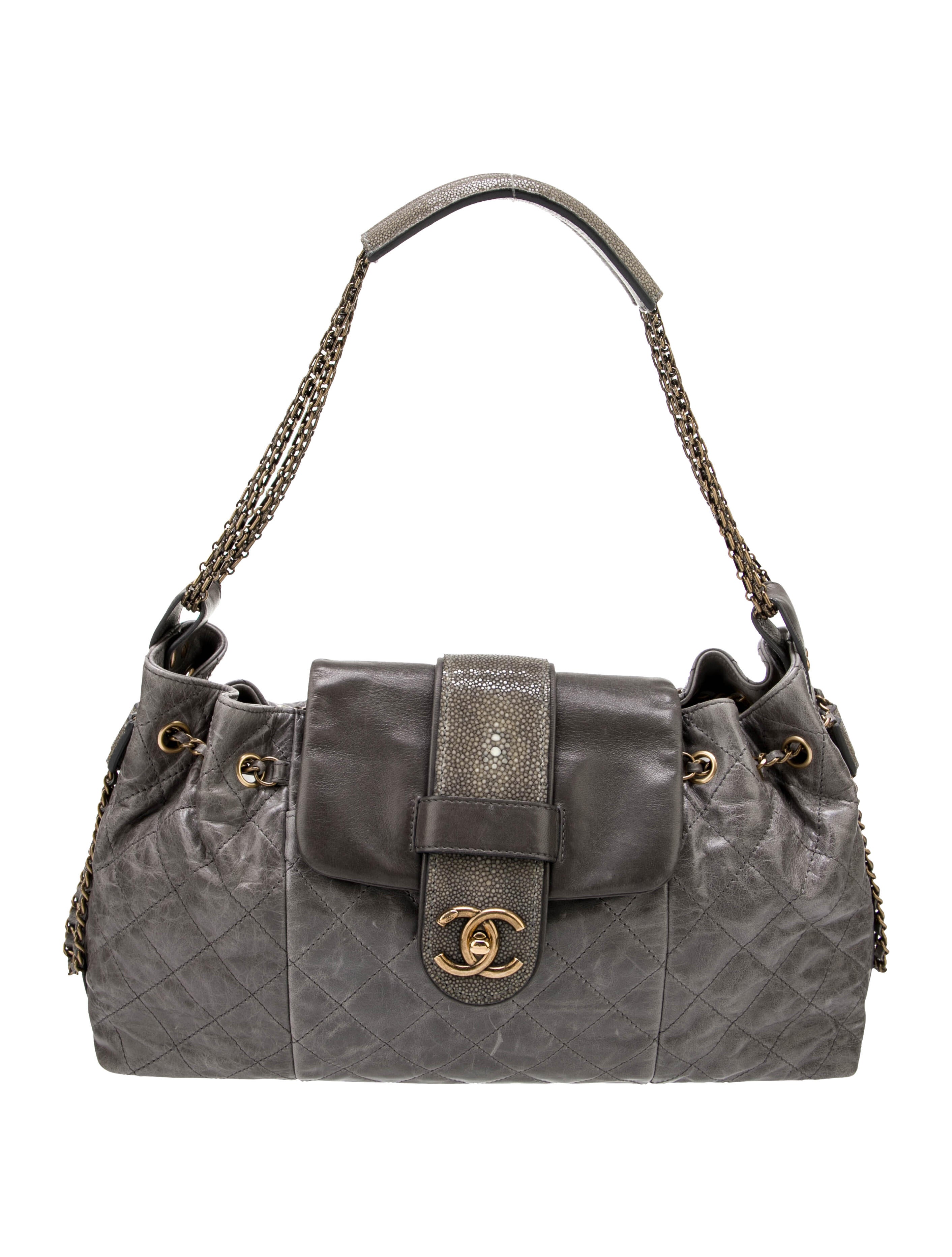 Chanel Bindi CC Galuchat Flap Bag - Grey Shoulder Bags, Handbags ...
