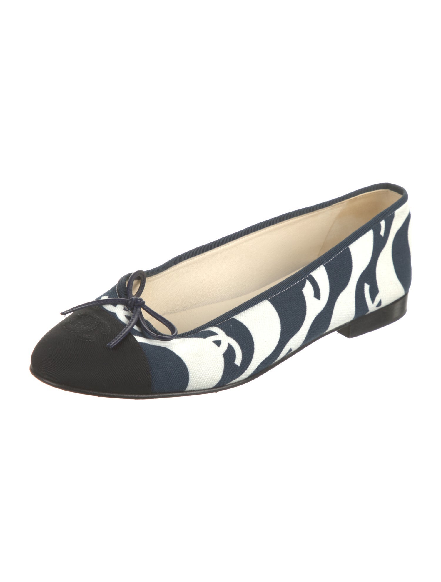 Chanel Interlocking CC Logo Canvas Ballet Flats - Blue Flats, Shoes ...