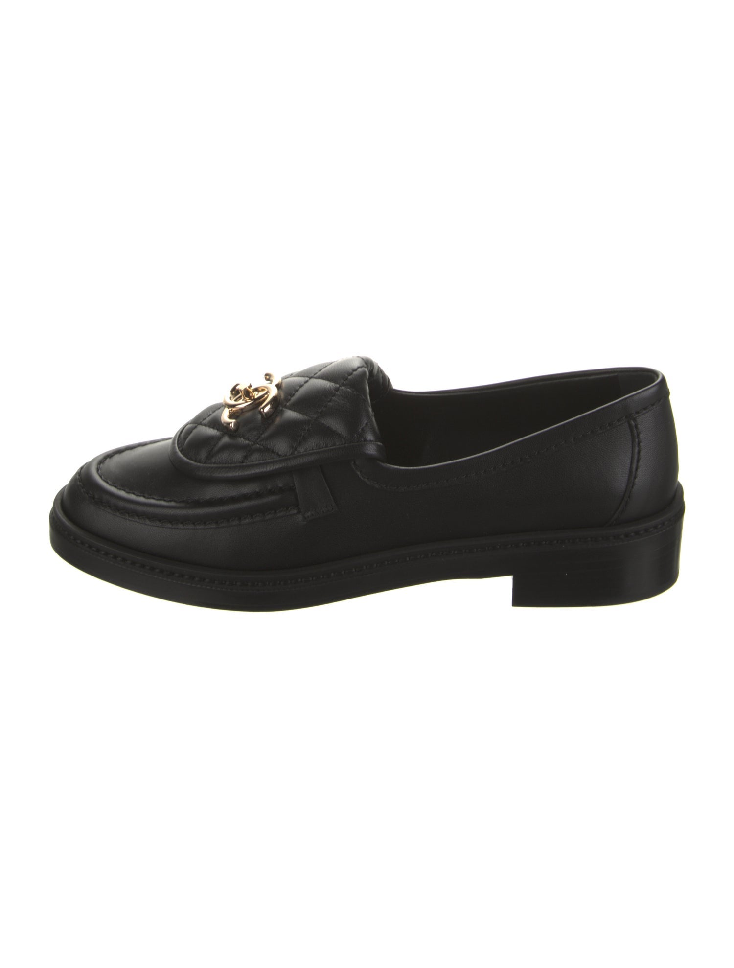Chanel Interlocking CC Logo Leather Loafers w/ Tags - Black Flats ...