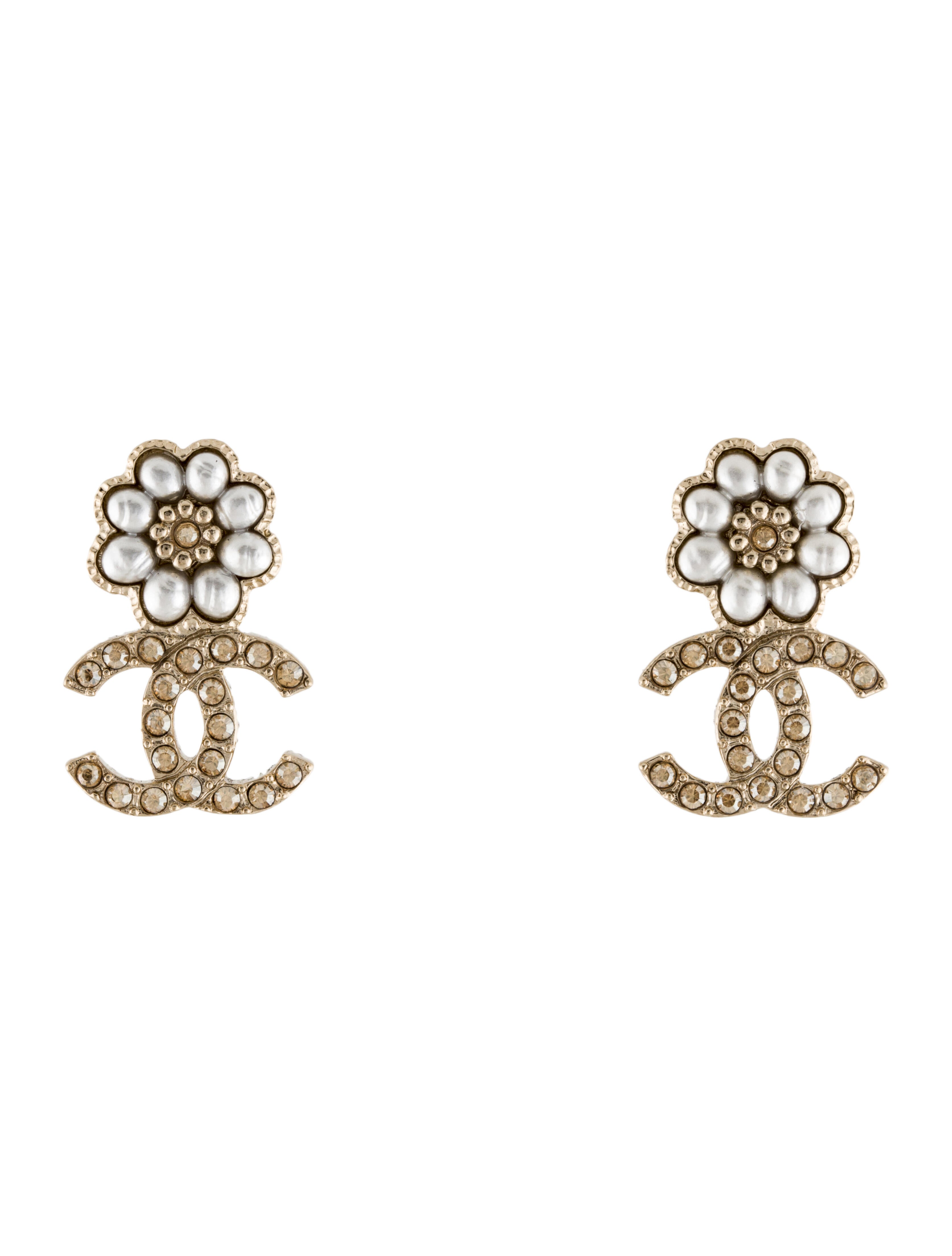 Chanel 2020 Strass CC Stud Earrings - Gold-Plated Stud, Earrings ...