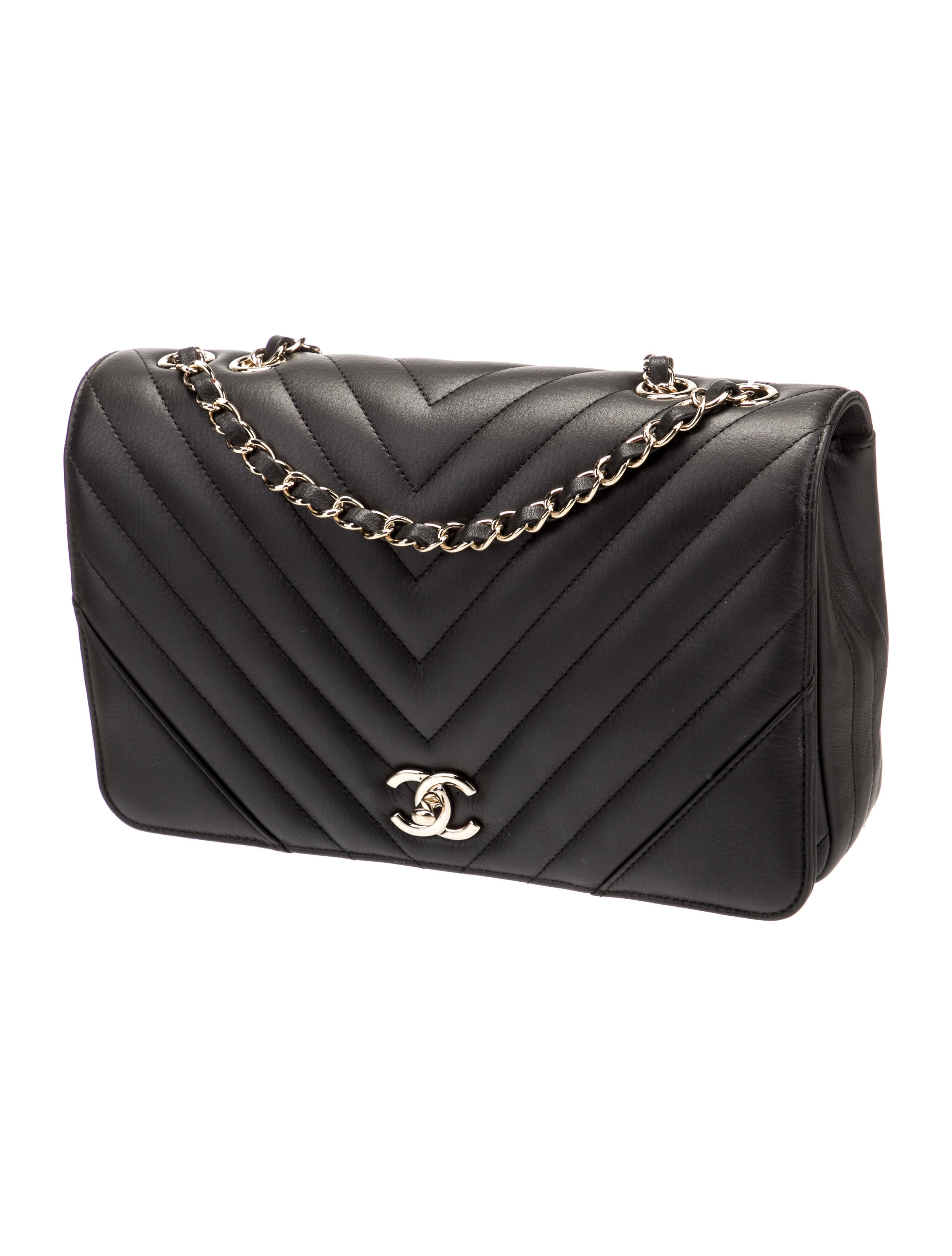 Chanel Chevron Statement Flap Bag - Black Shoulder Bags, Handbags ...