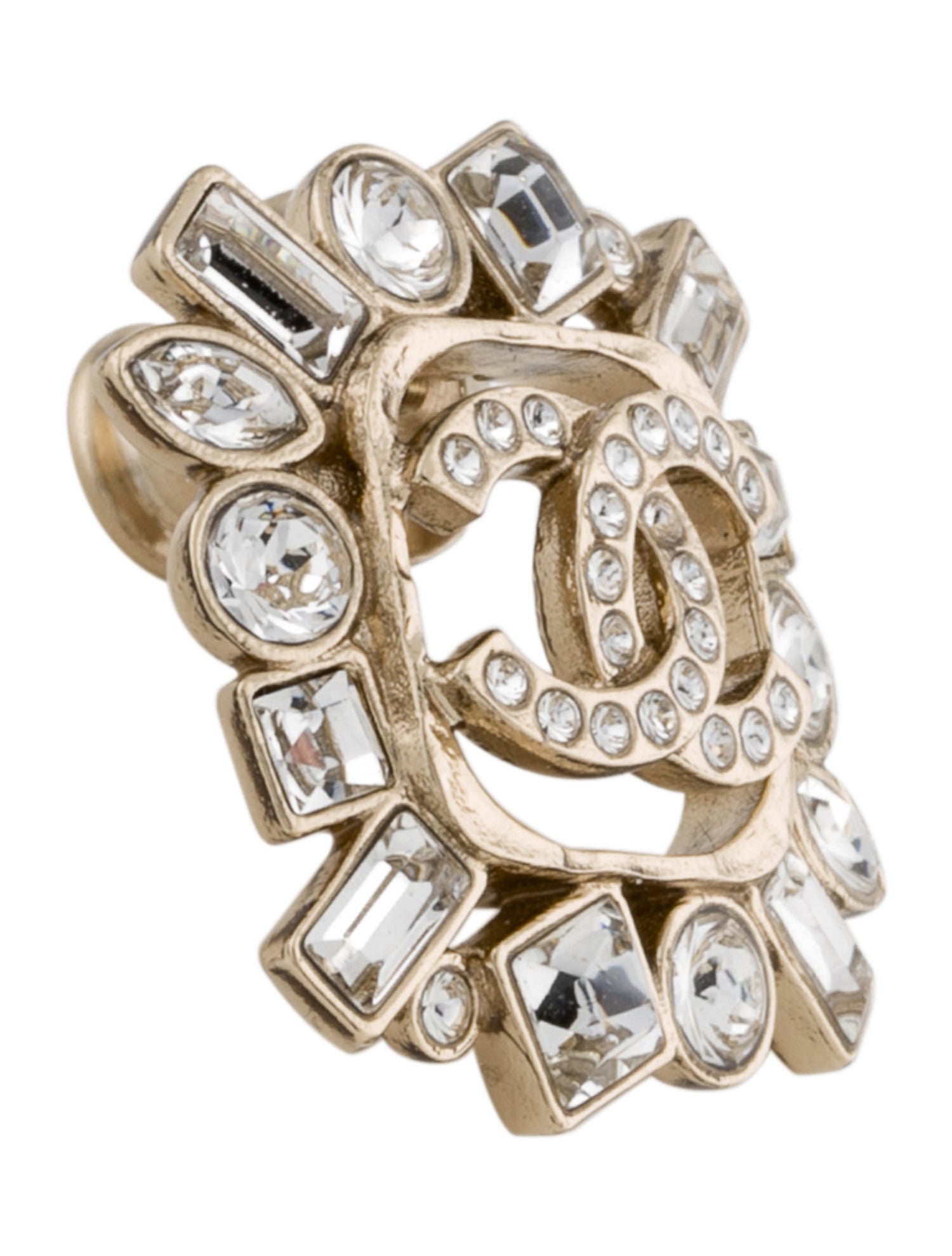 Chanel 2023 Strass & Leather 'Number 5' Brooch - Gold-Plated Pin ...