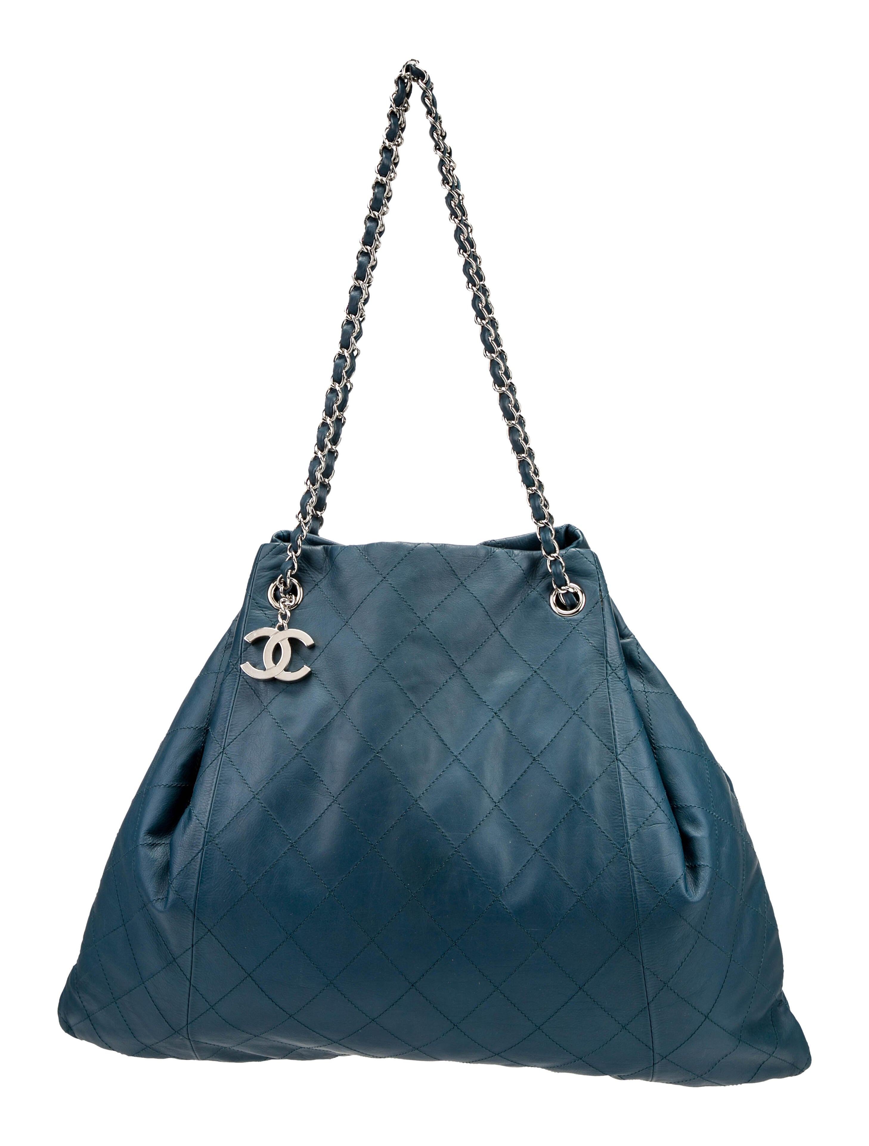 Chanel Quilted Drawstring Tote - Blue Shoulder Bags, Handbags ...