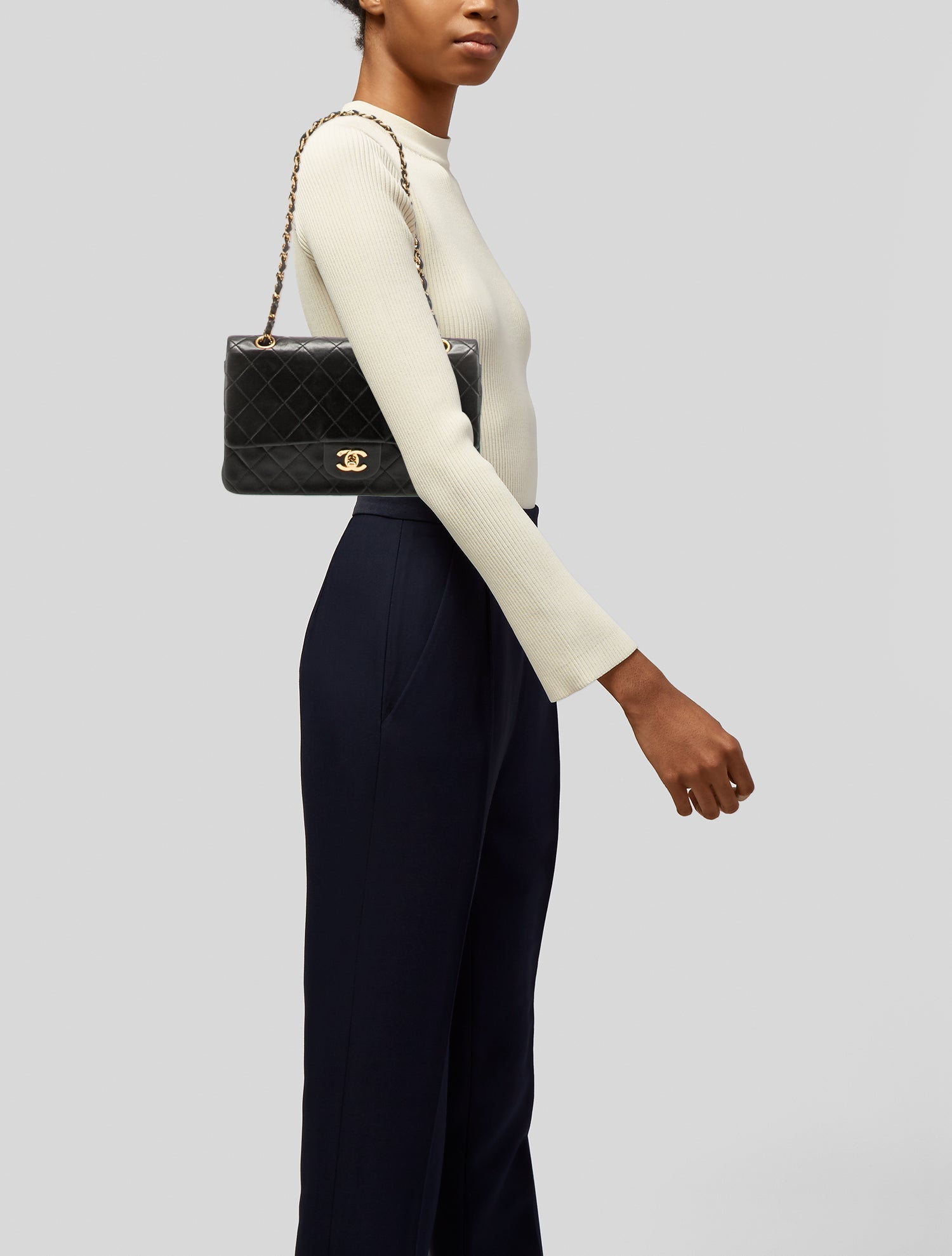 Chanel Vintage Medium Classic Double Flap Bag - Green Shoulder Bags ...