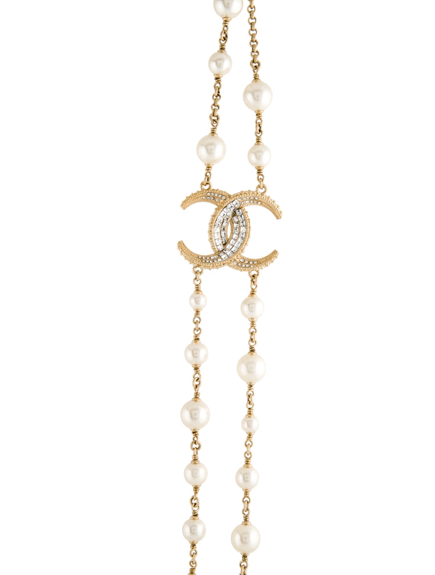 Chanel Faux Pearl & Strass 'Paris-Dubai' CC Crescent Bead Strand ...