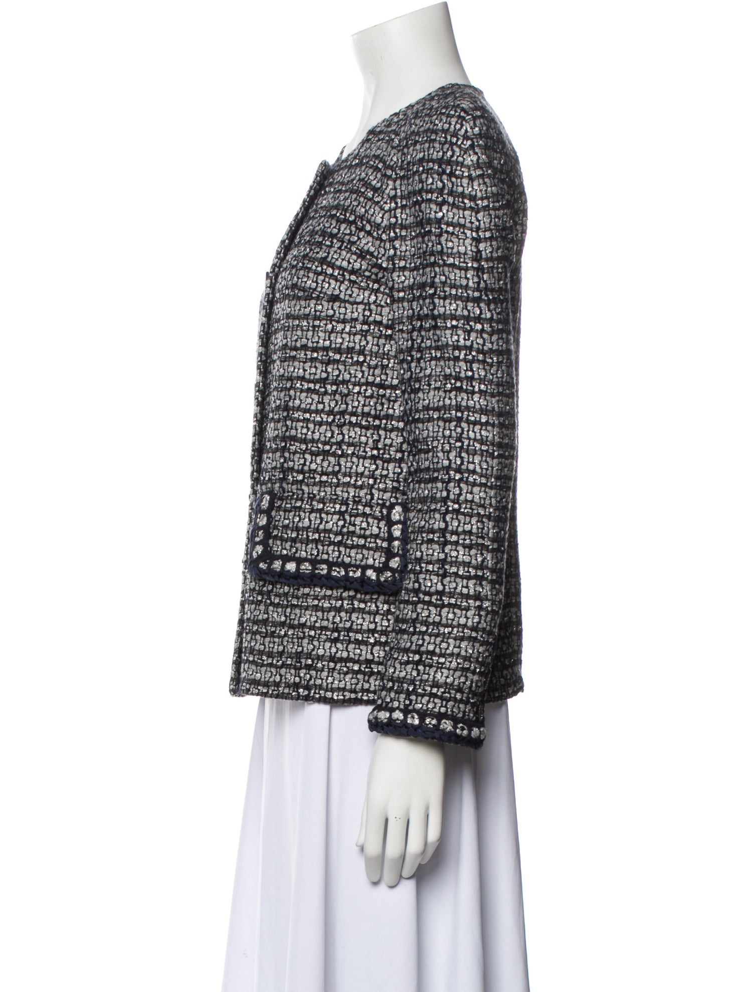 Chanel 2019 Tweed Pattern Evening Jacket - Grey Jackets, Clothing ...