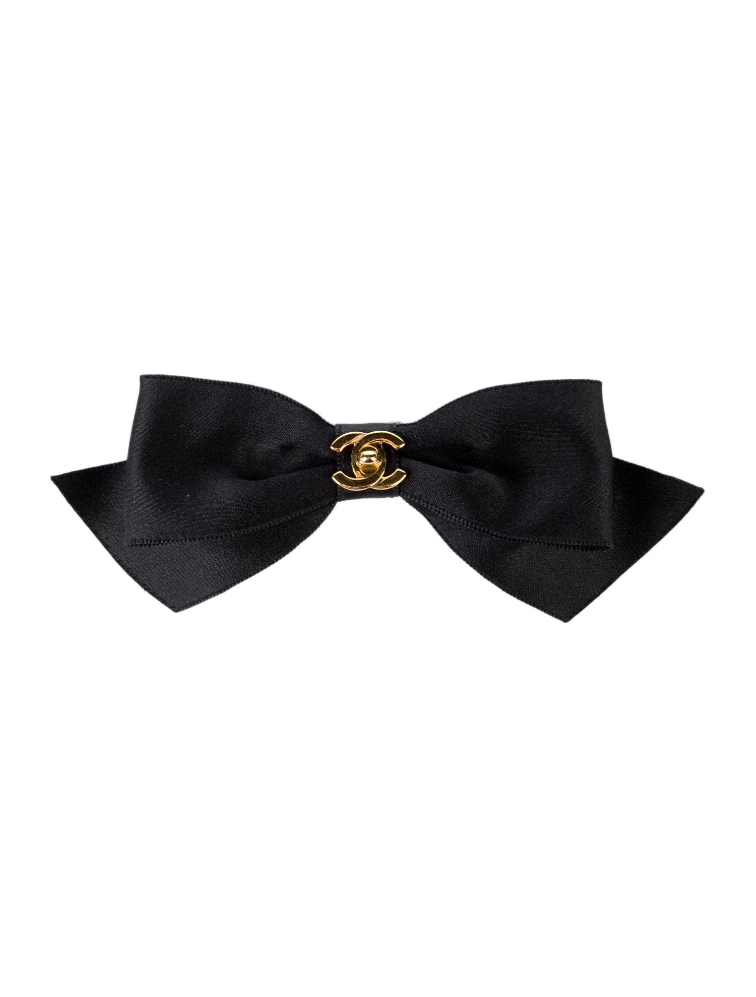 Chanel CC Satin Bow Hair Clip - Black Hair Accessories, Accessories ...