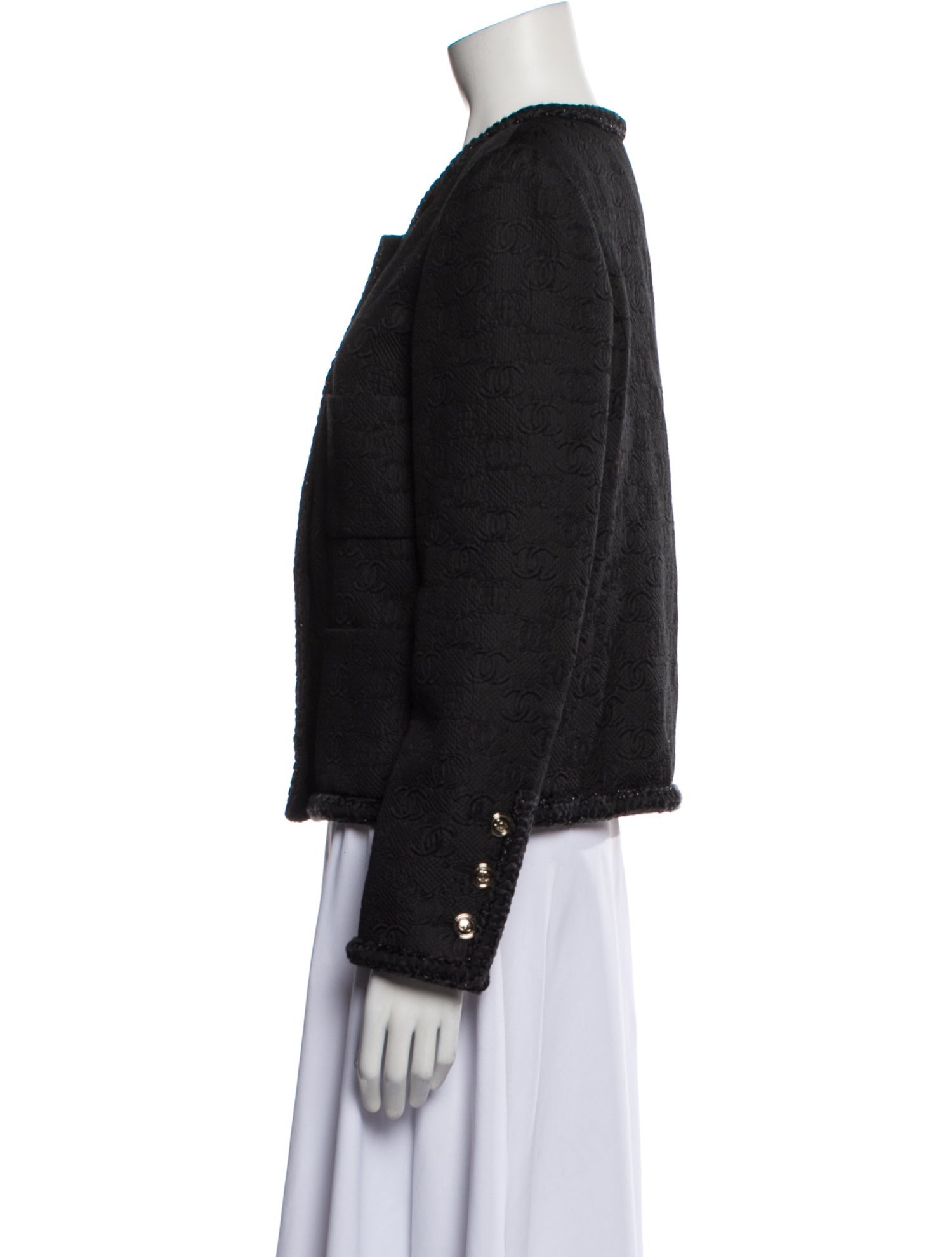 Chanel 2023 Tweed Pattern Evening Jacket - Metallic Jackets, Clothing ...