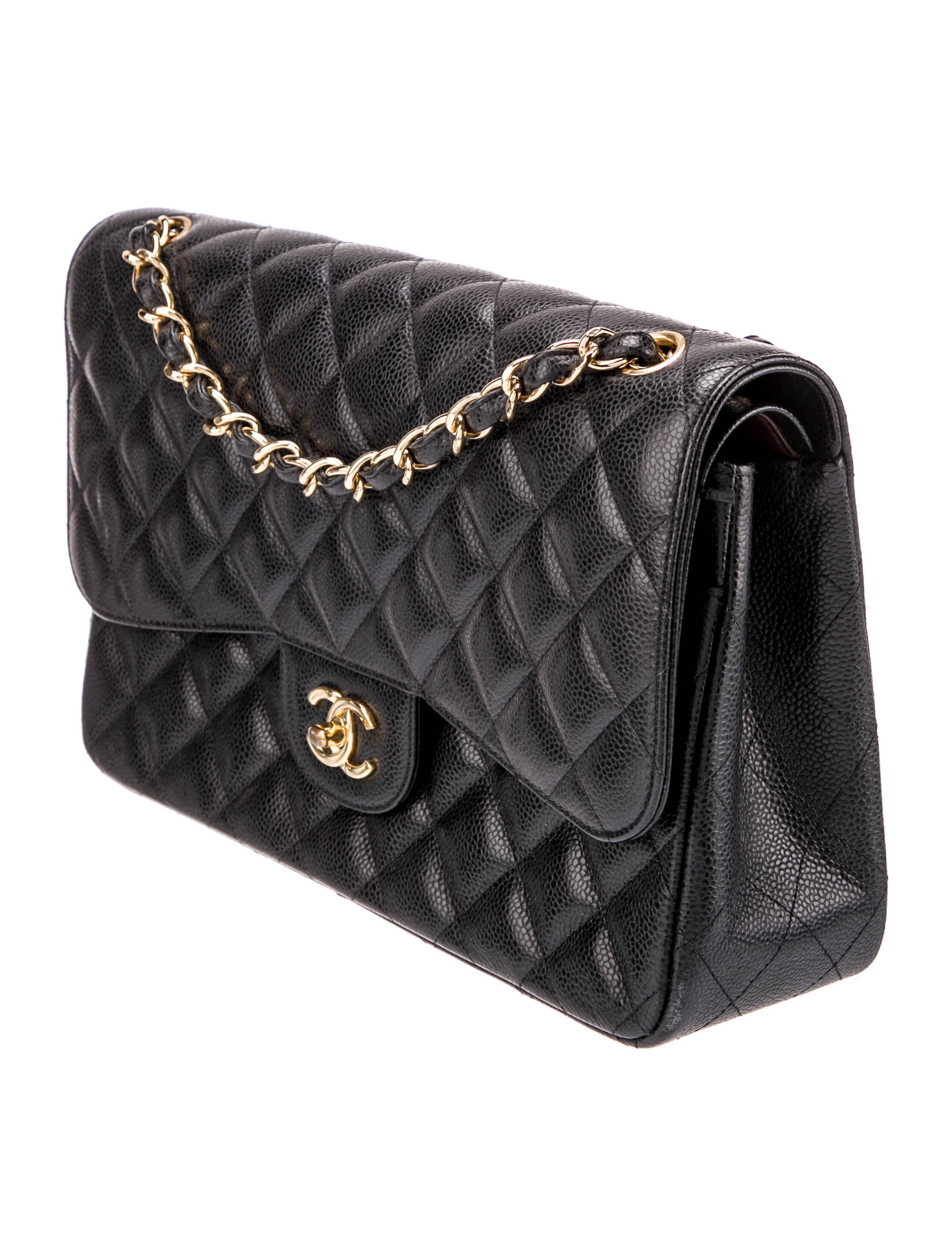 Chanel Vintage Classic Jumbo Caviar Single Flap Bag - Black Shoulder ...