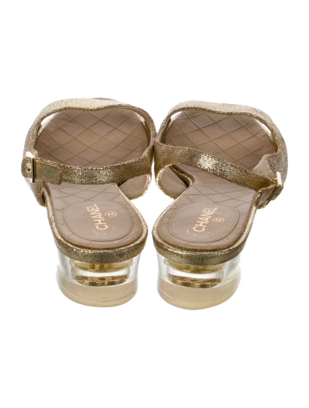 Chanel Interlocking CC Logo Leather Slingback Sandals - Gem