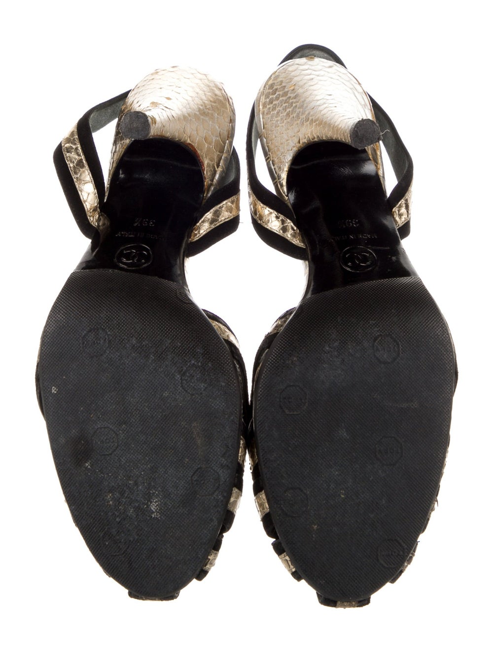 Chanel Interlocking CC Logo Python Slingback Sandals - Gem