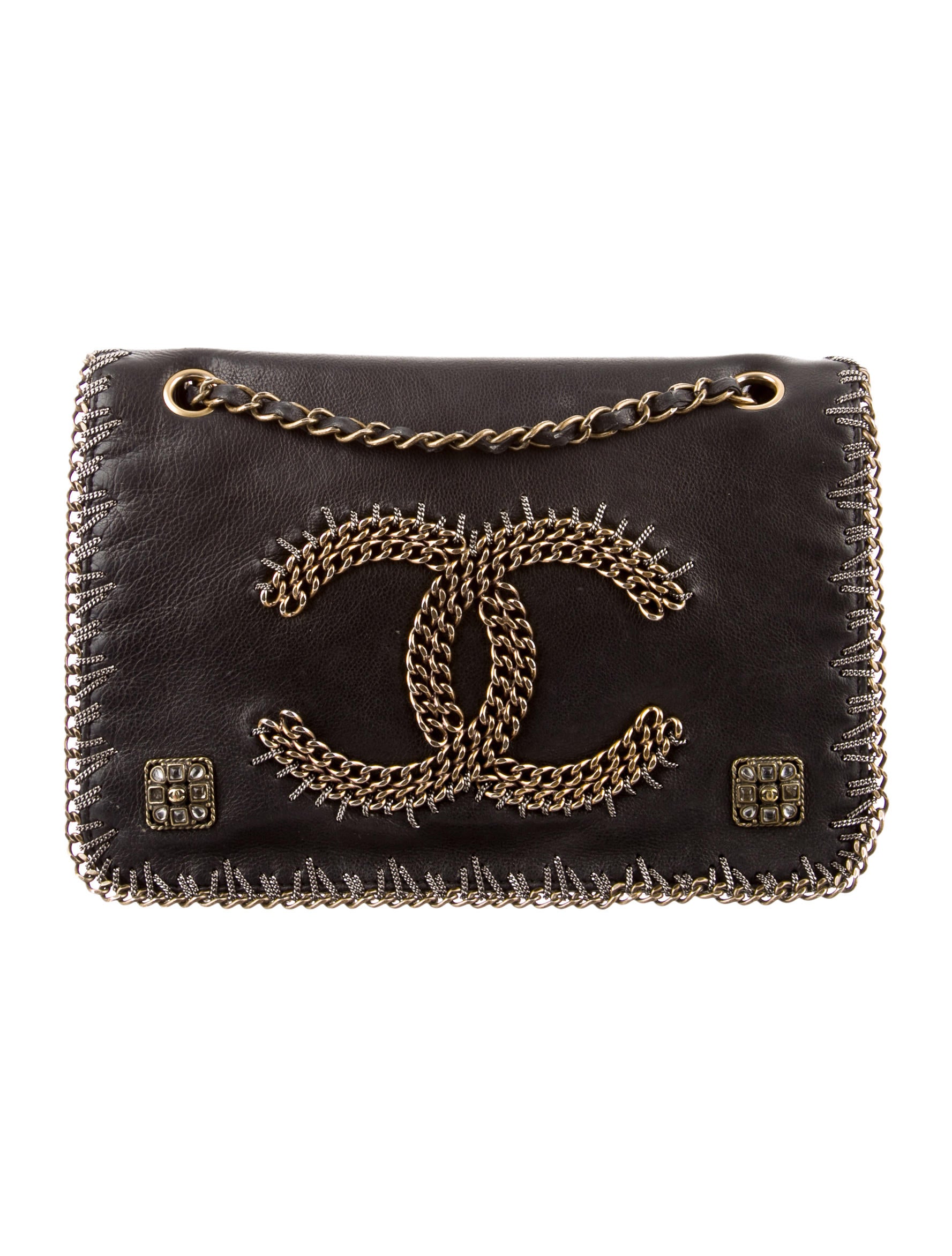 Chanel Chain-Embellished Shoulder Bag - Black Shoulder Bags, Handbags ...
