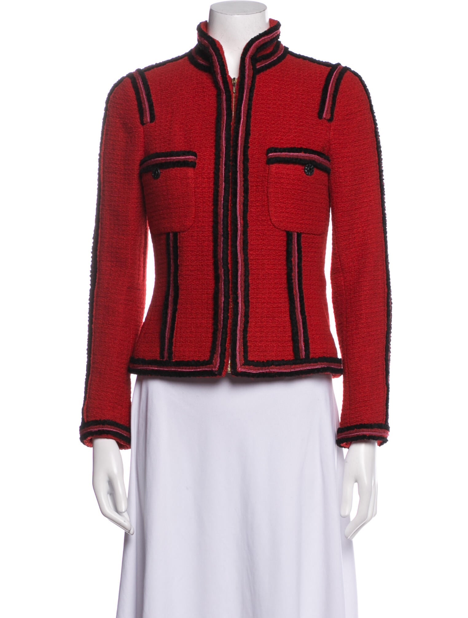 Chanel 2009 Tweed Pattern Evening Jacket - Red Jackets, Clothing ...