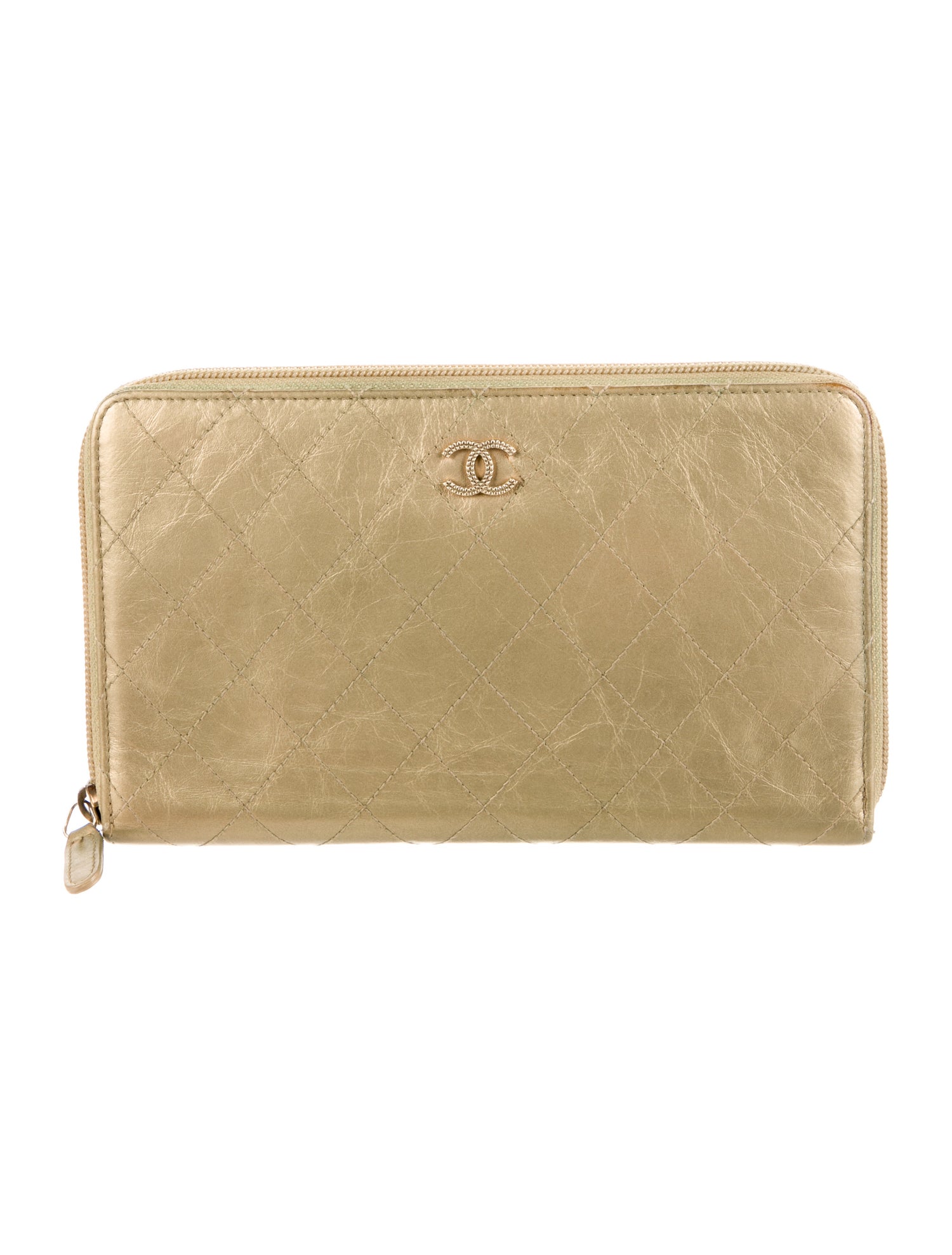 Chanel Interlocking CC Logo Calfskin Continental Wallet - Gold Wallets ...
