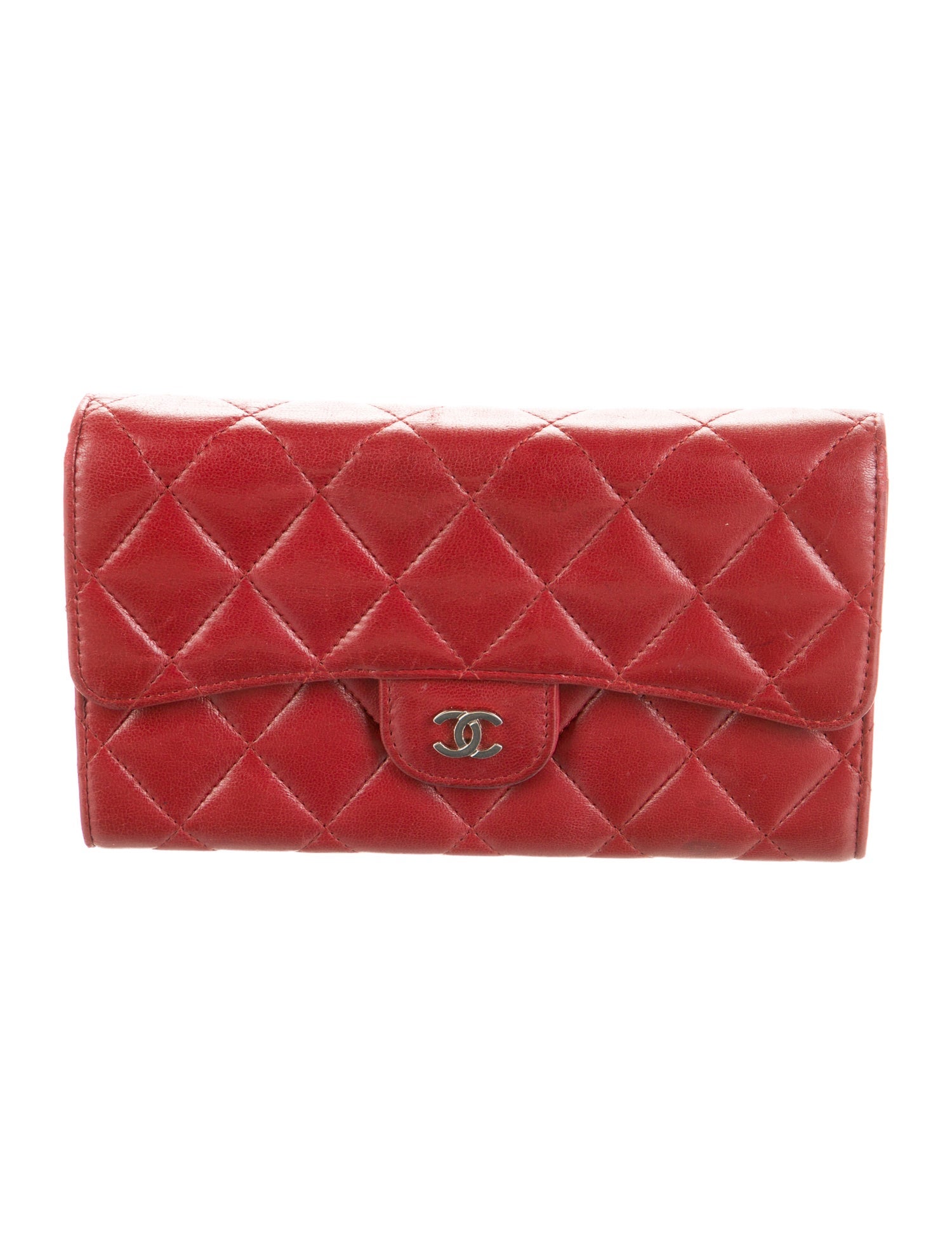 Chanel 2015-2016 Interlocking CC Logo Continental Wallet - Red Wallets ...
