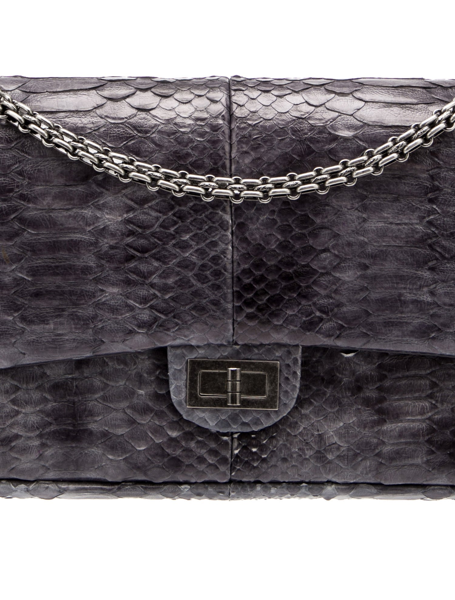 Chanel Python Reissue 226 Double Flap Bag - Grey Shoulder Bags ...