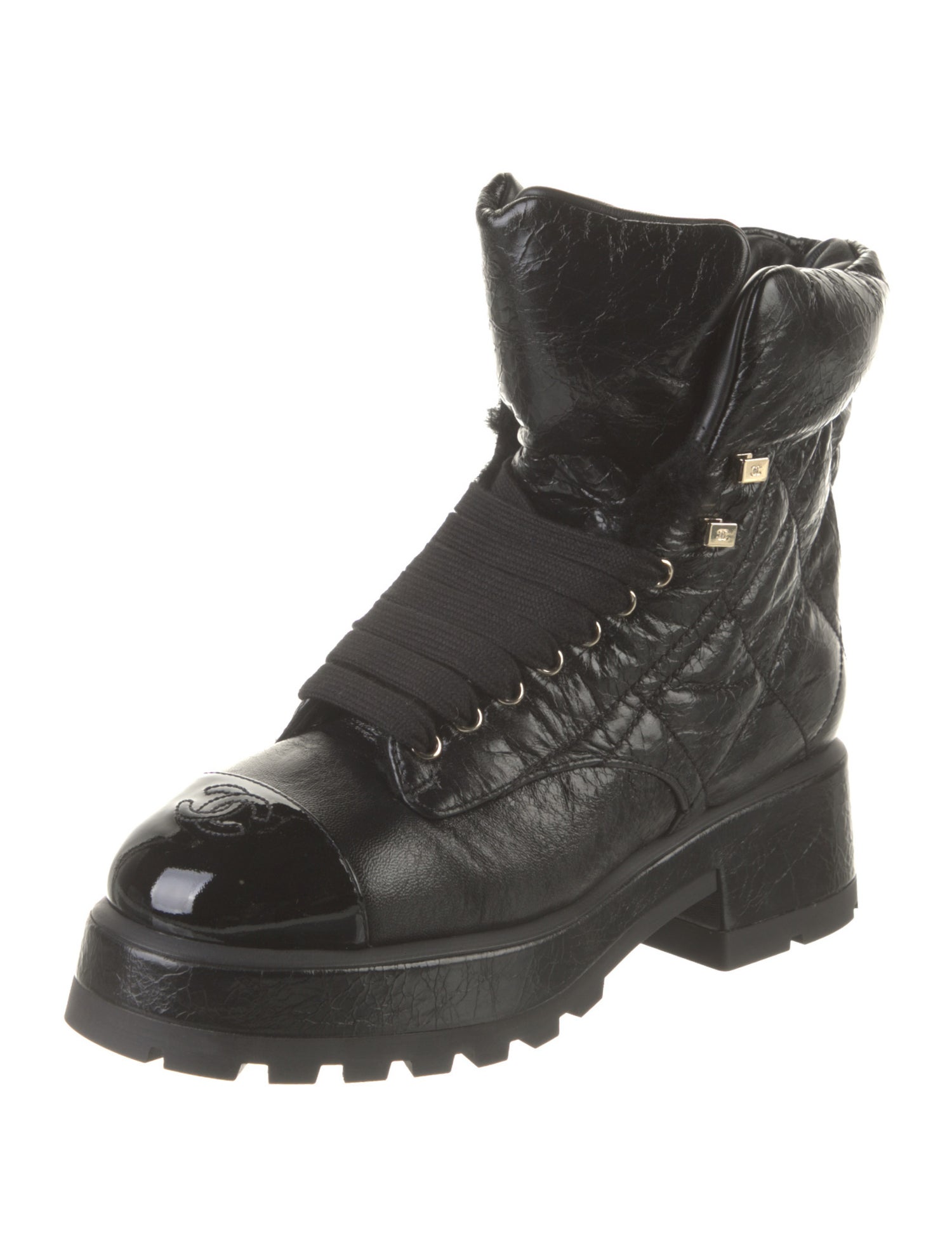 Chanel 2022 Interlocking CC Logo Combat Boots - Black Boots, Shoes ...