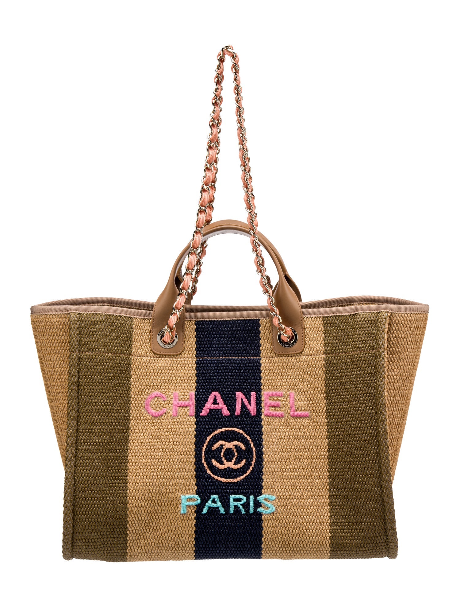 Chanel Medium Raffia Deauville Shopping Tote - Pink Totes, Handbags ...