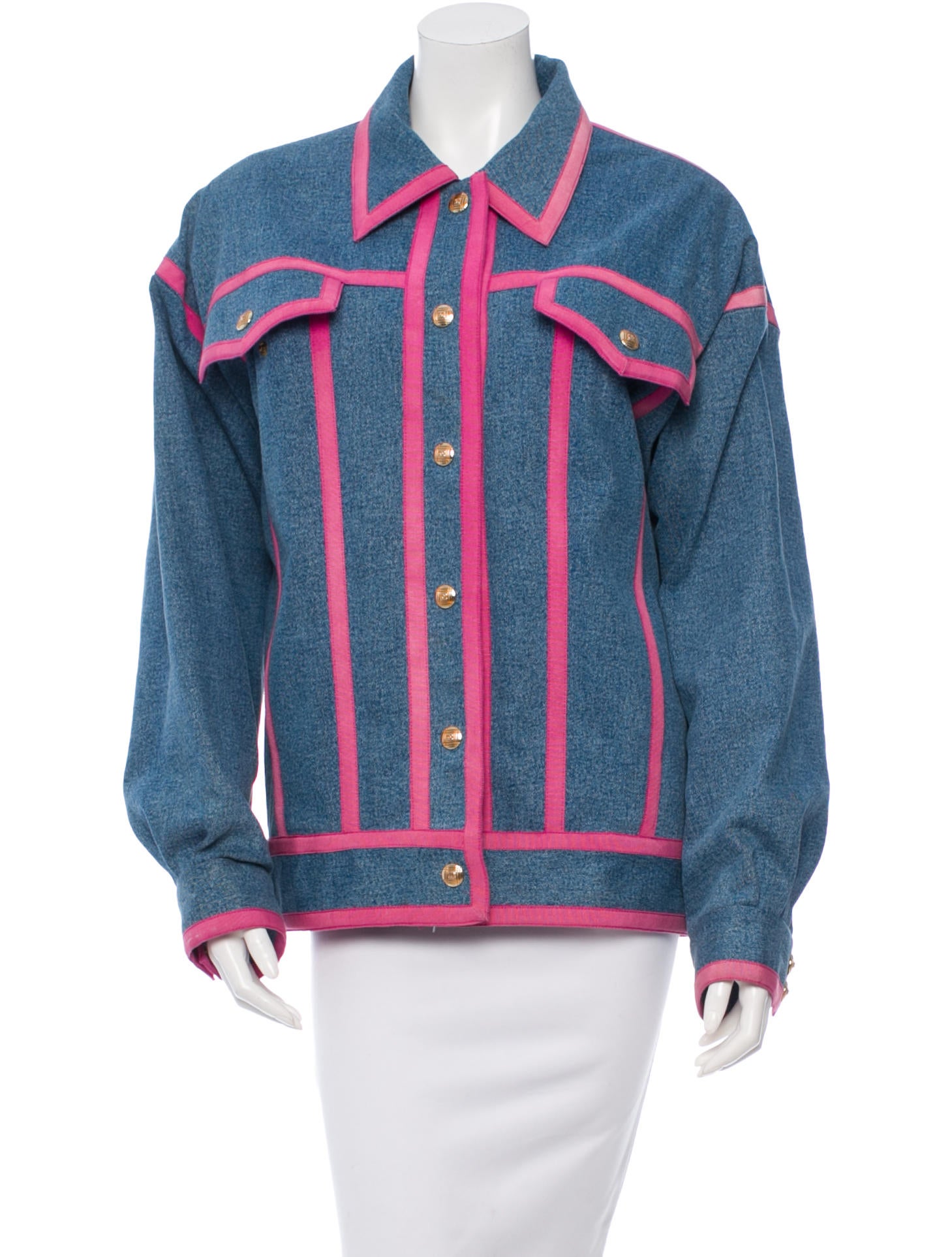 Chanel Neon-Trimmed Denim Jacket - Clothing - CHA99461 | The RealReal