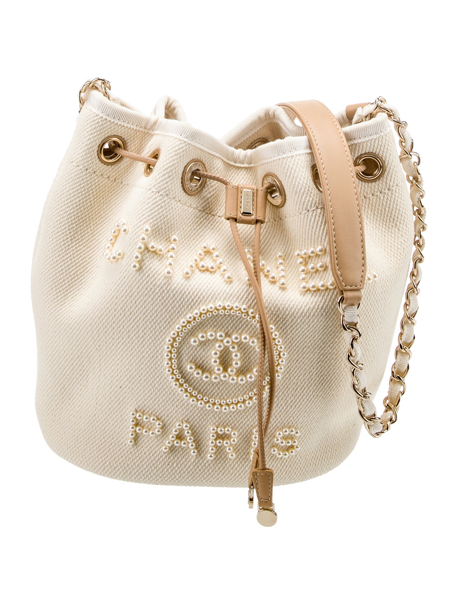 Chanel Pearl Deauville Bucket Bag - White Bucket Bags, Handbags ...